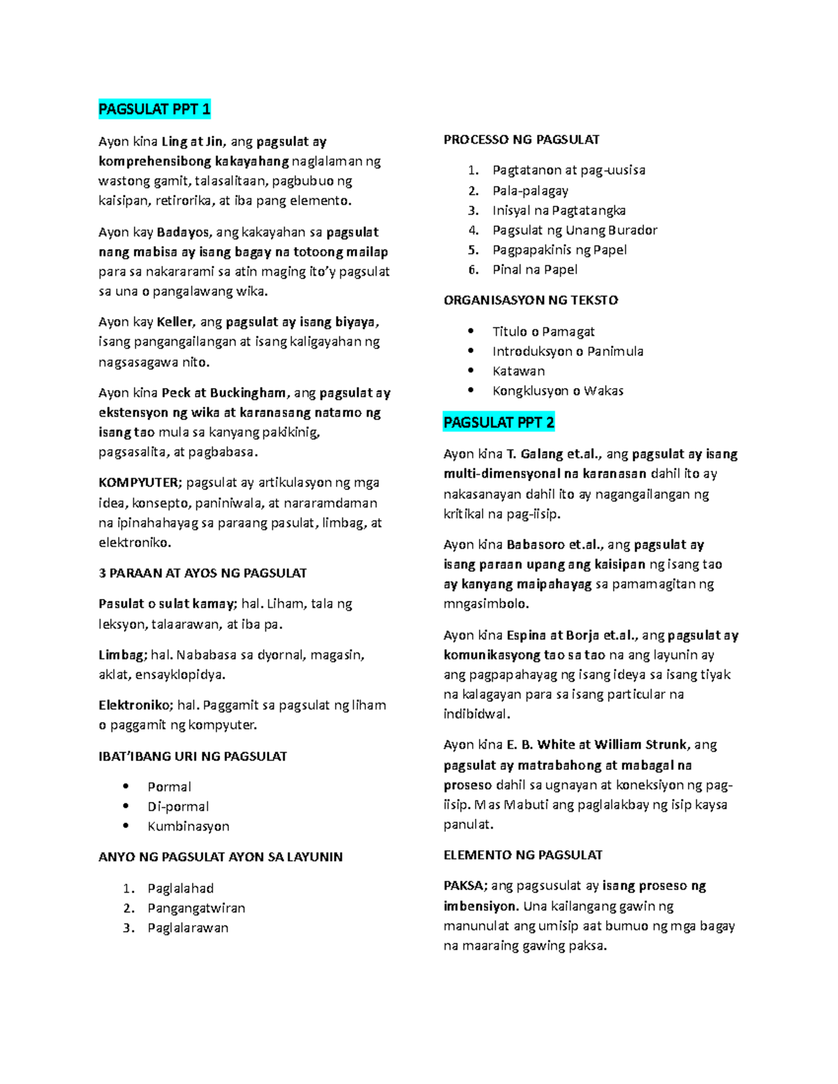 12.pagsulat (ppt 1 and 2) - PAGSULAT PPT 1 Ayon kina Ling at Jin, ang ...