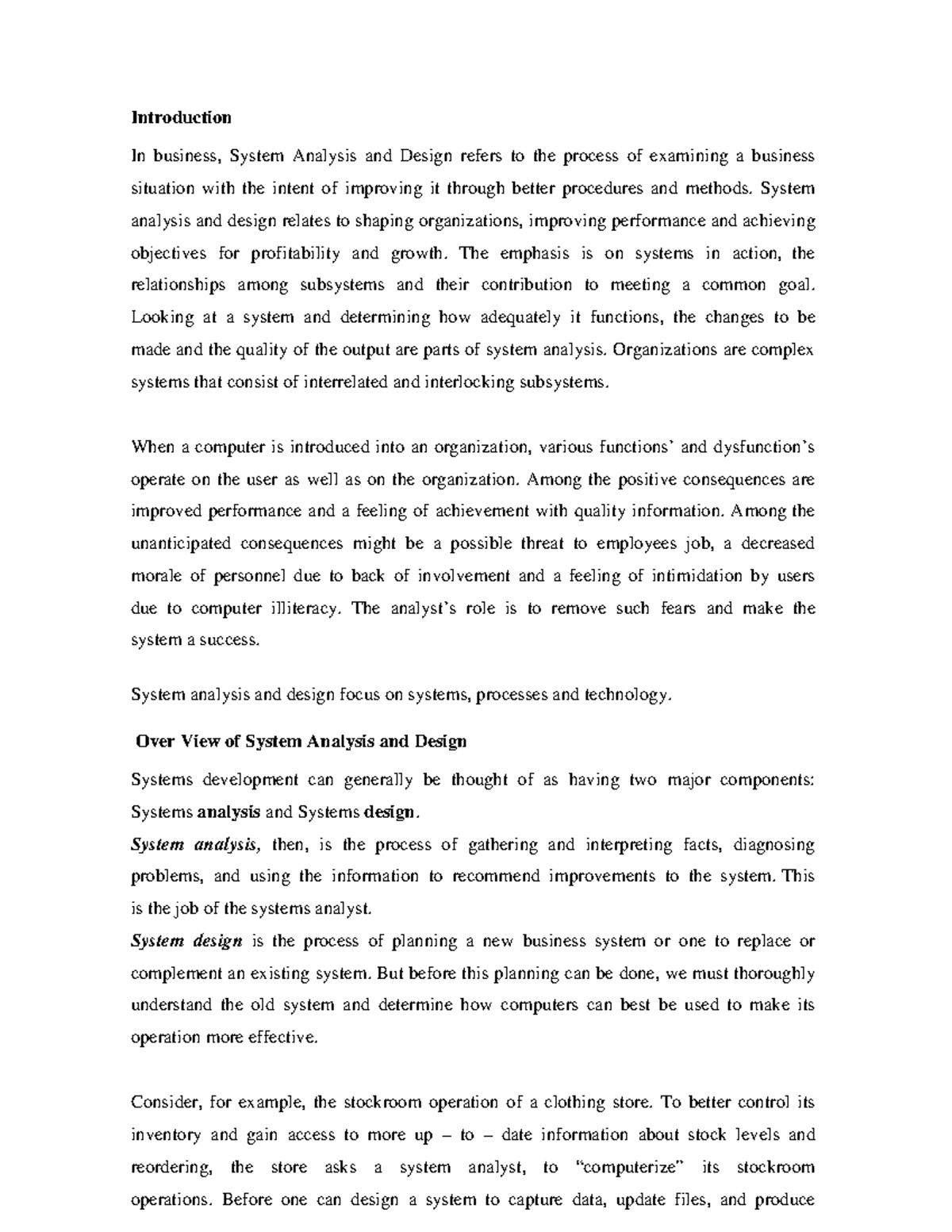 SAAD Concepts- Lecture ONE - Introduction In business, System Analysis ...