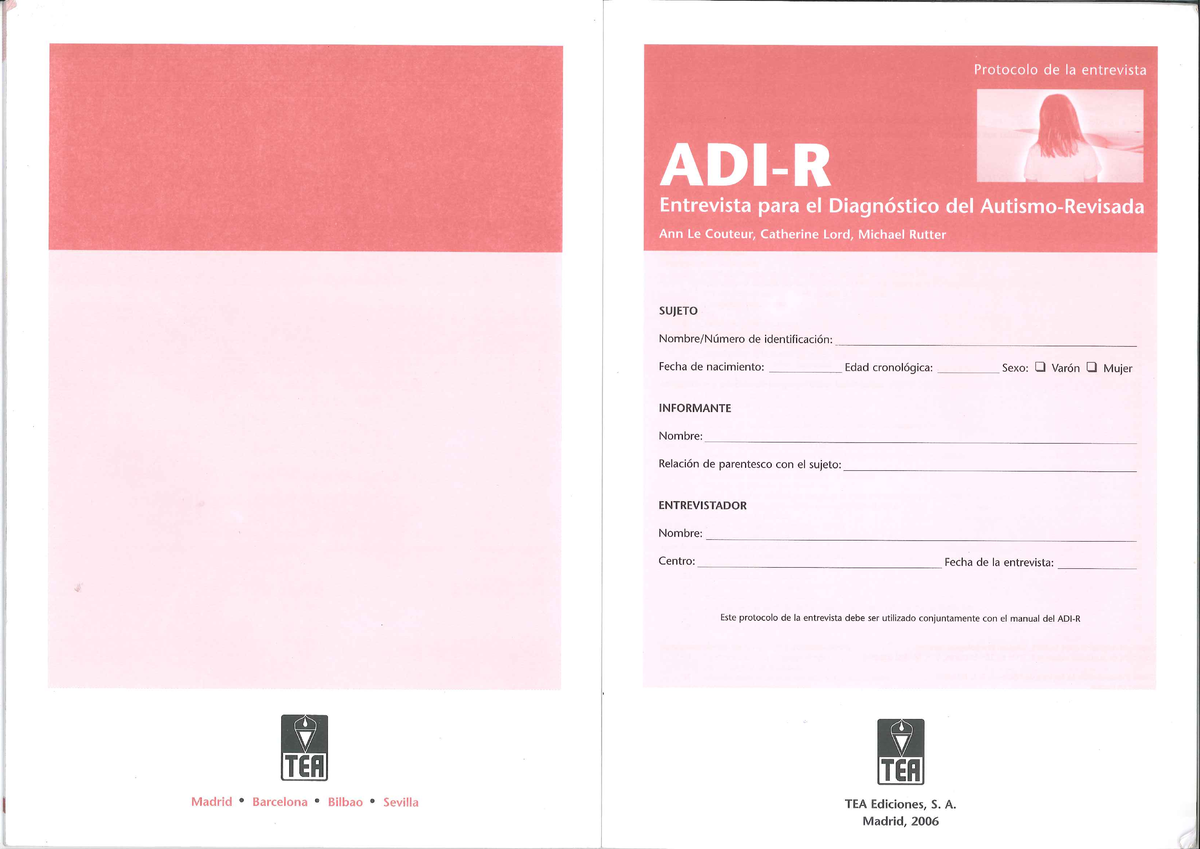 370190478 ADIR Protocolo Entrevista - Psicología - USMP - Studocu