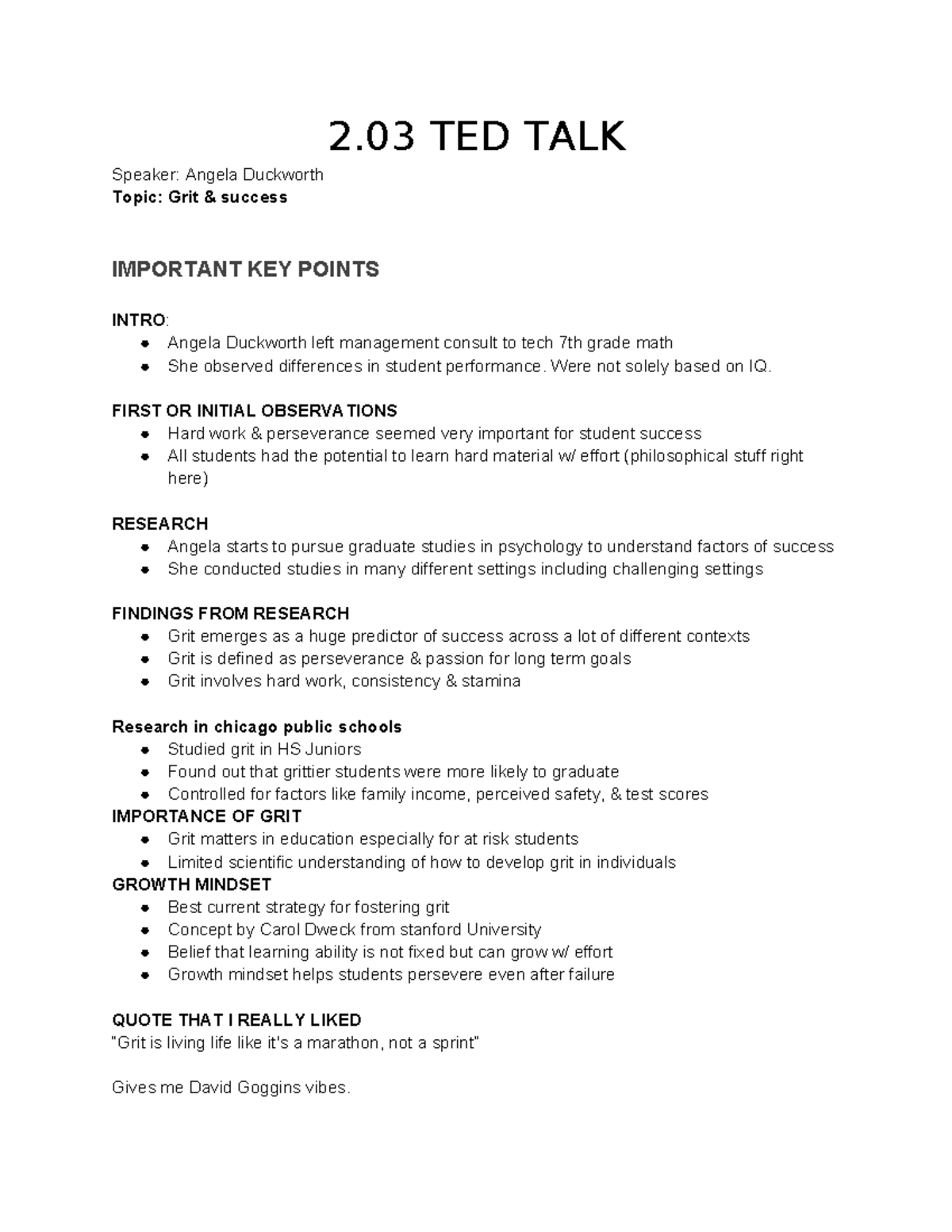 ted talk from angela duckworth - 2 TED TALK Speaker: Angela Duckworth ...