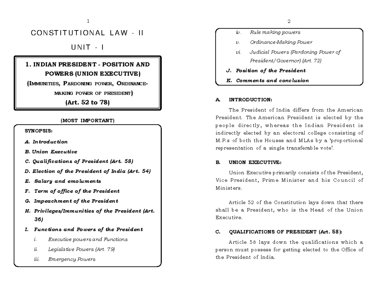 Constitution-2-chapter - CON ST I T U T I ON A L L A W - I I U N I T ...
