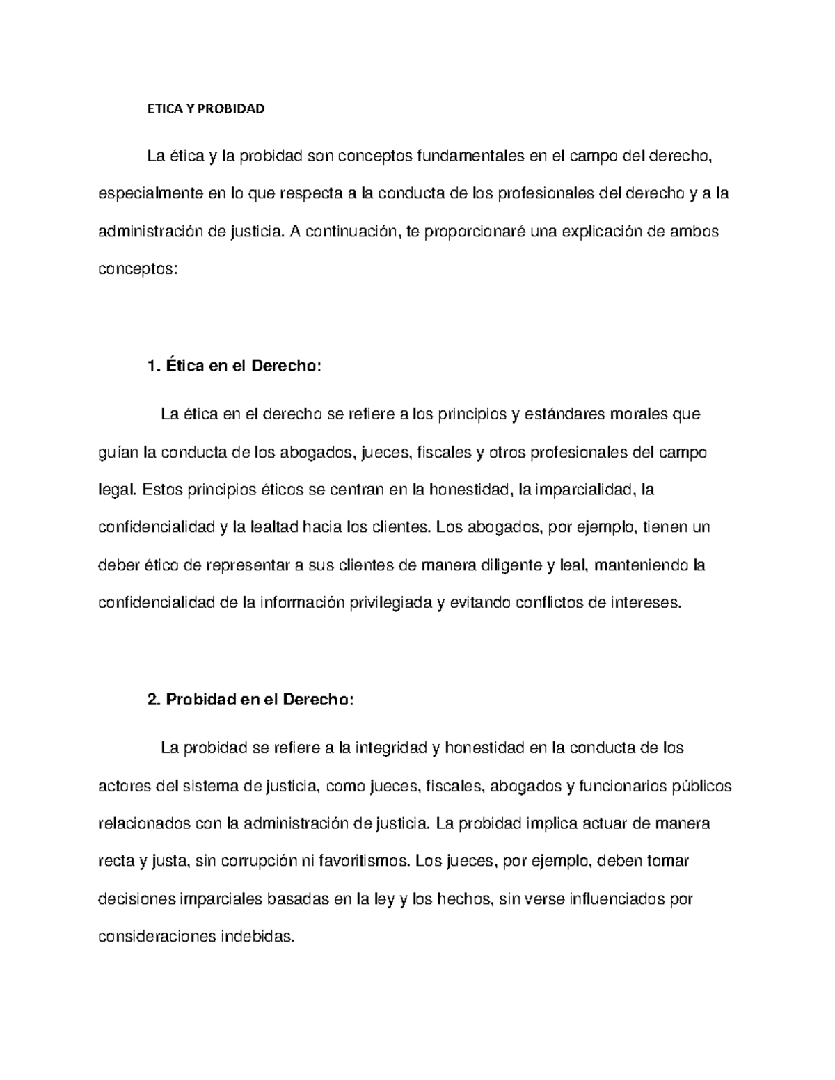 Etica Y Probidad - .... - ETICA Y PROBIDAD La ética y la probidad son ...