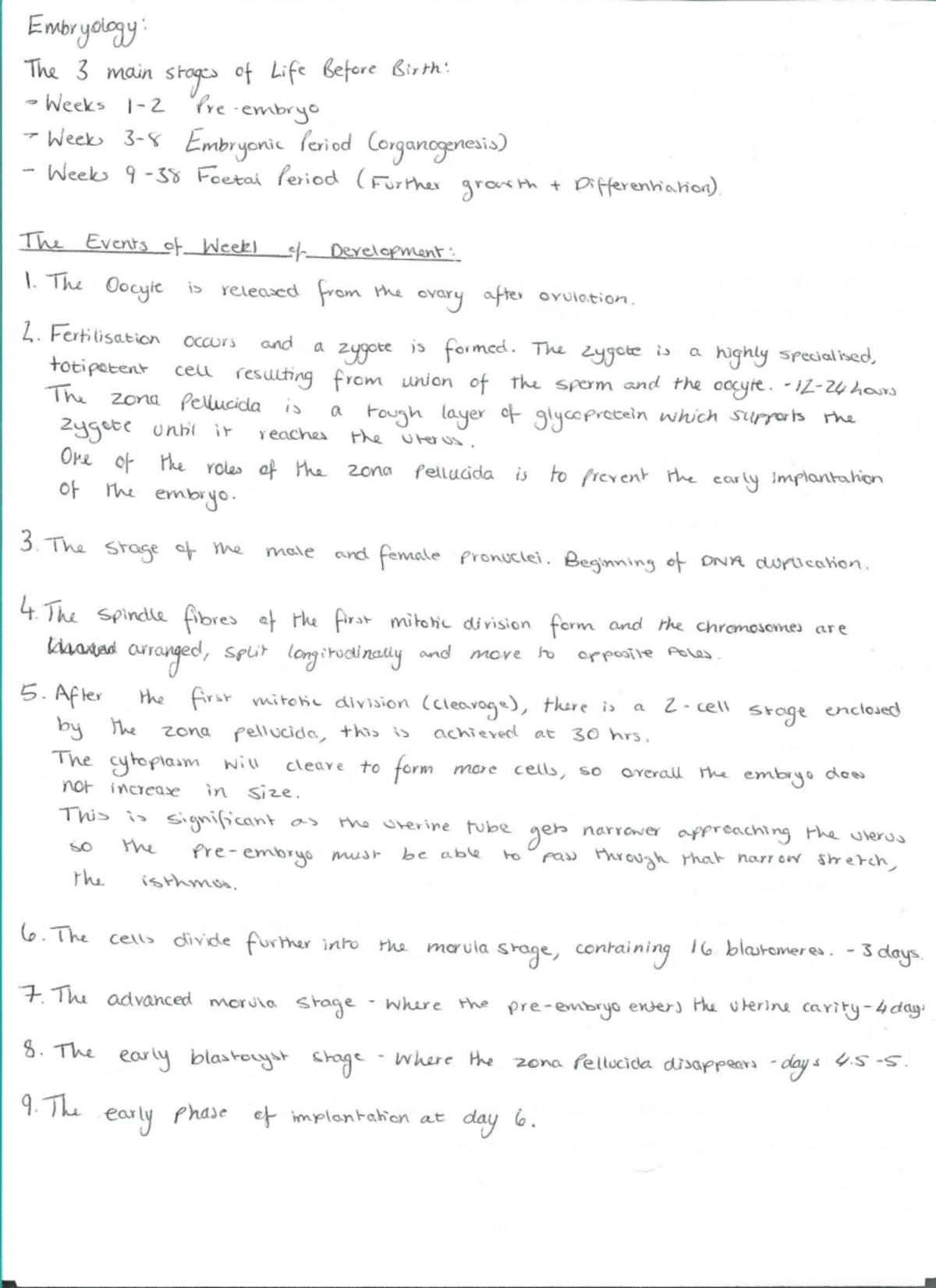 Embryology Notes MBCHB 1st Year MED1003 StuDocu
