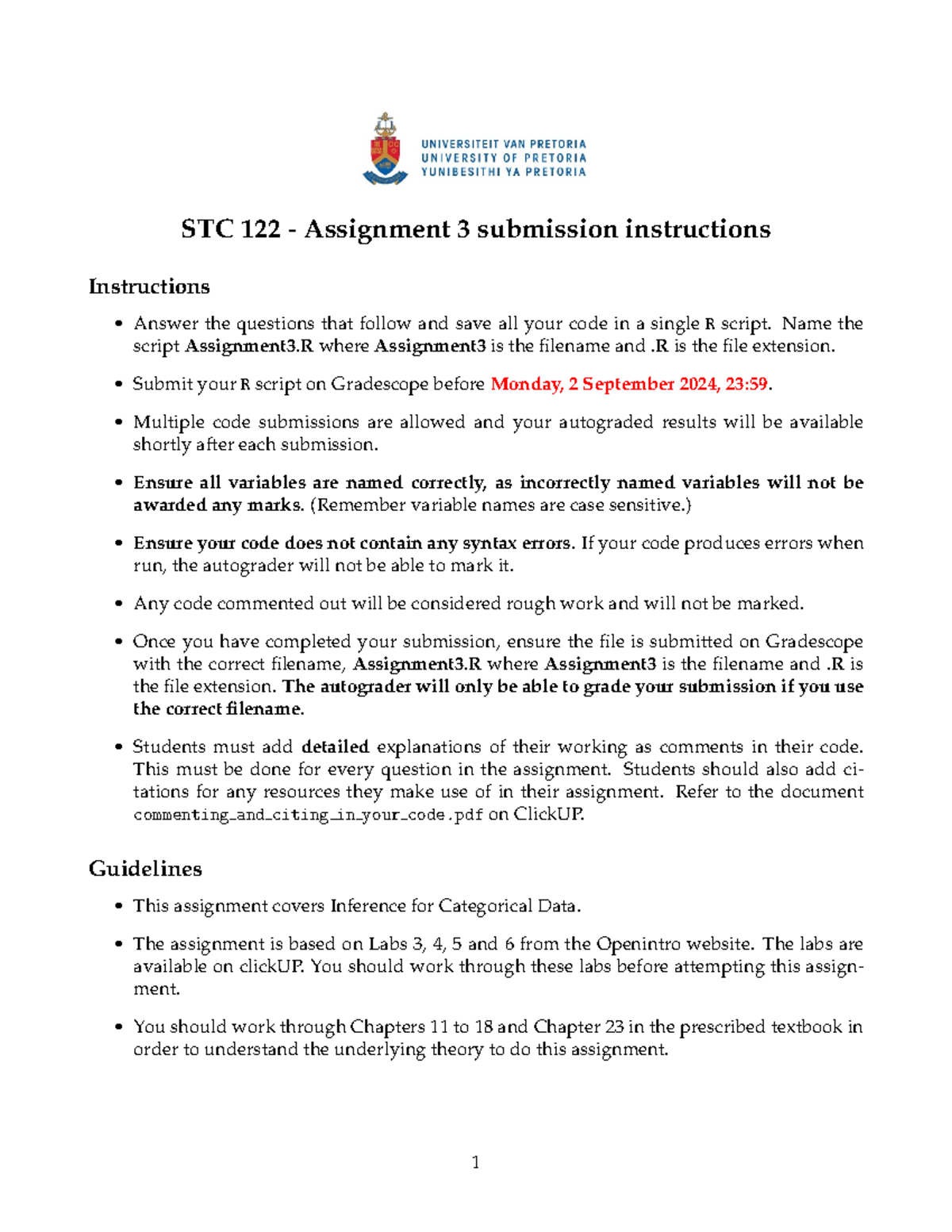 STC 122 - Assignment 3 - Submission Instructions - 2024 Updated - STC ... STC 122 - Assignment 3 - Submission Instructions - 2024 Updated - STC ...