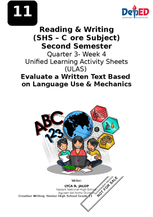 SHS G11 Reading AND Writing Q3 WEEK 5 6 V1 - Reading & Writing (SHS ...