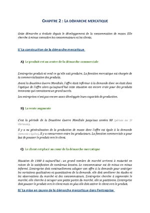 Chapitre 1 - Marketing - Chapitre 1 : La fonction mercatique, ses missions et son organisation I ...