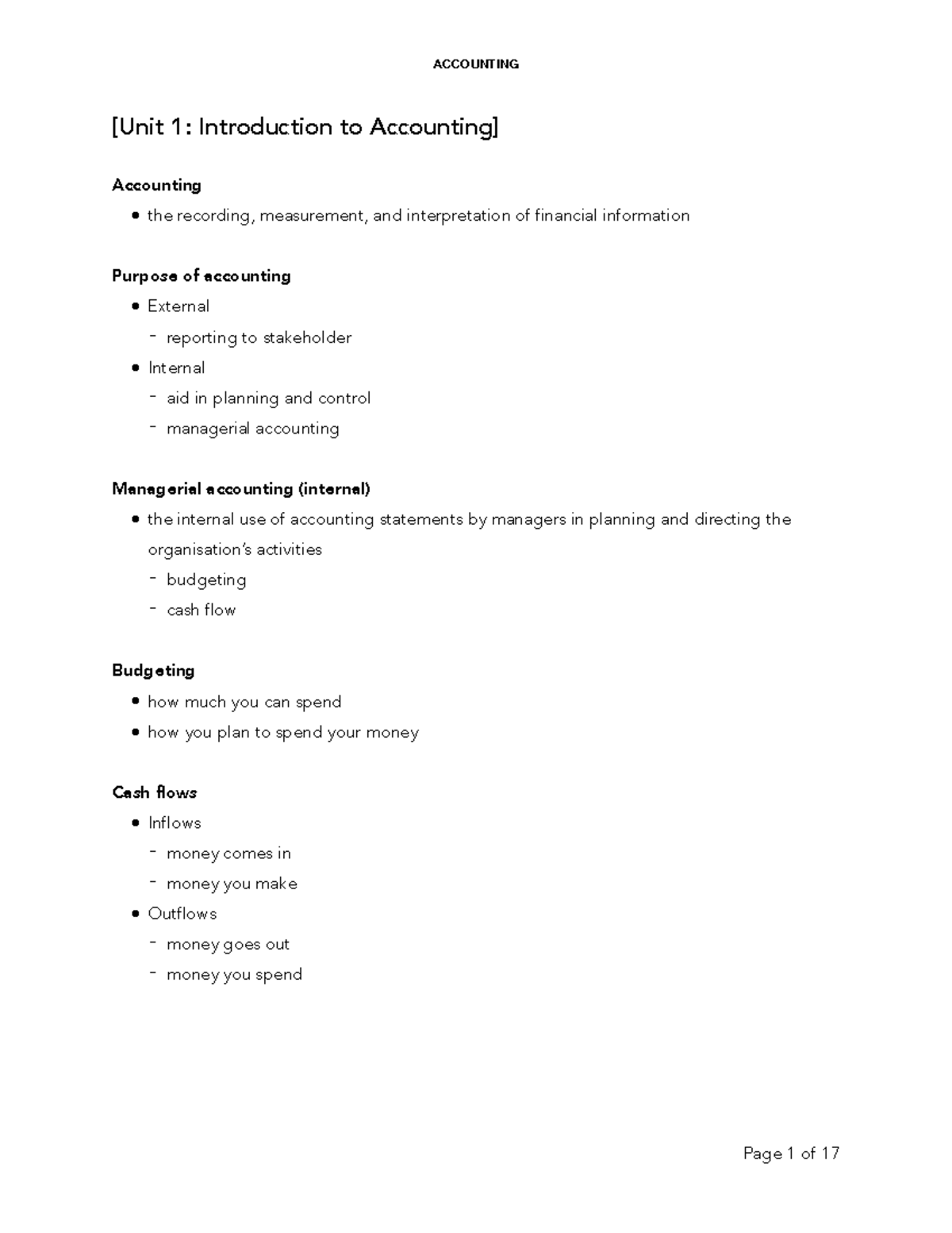[BM] Accounting Notes - [Unit 1: Introduction to Accounting] Accounting ...