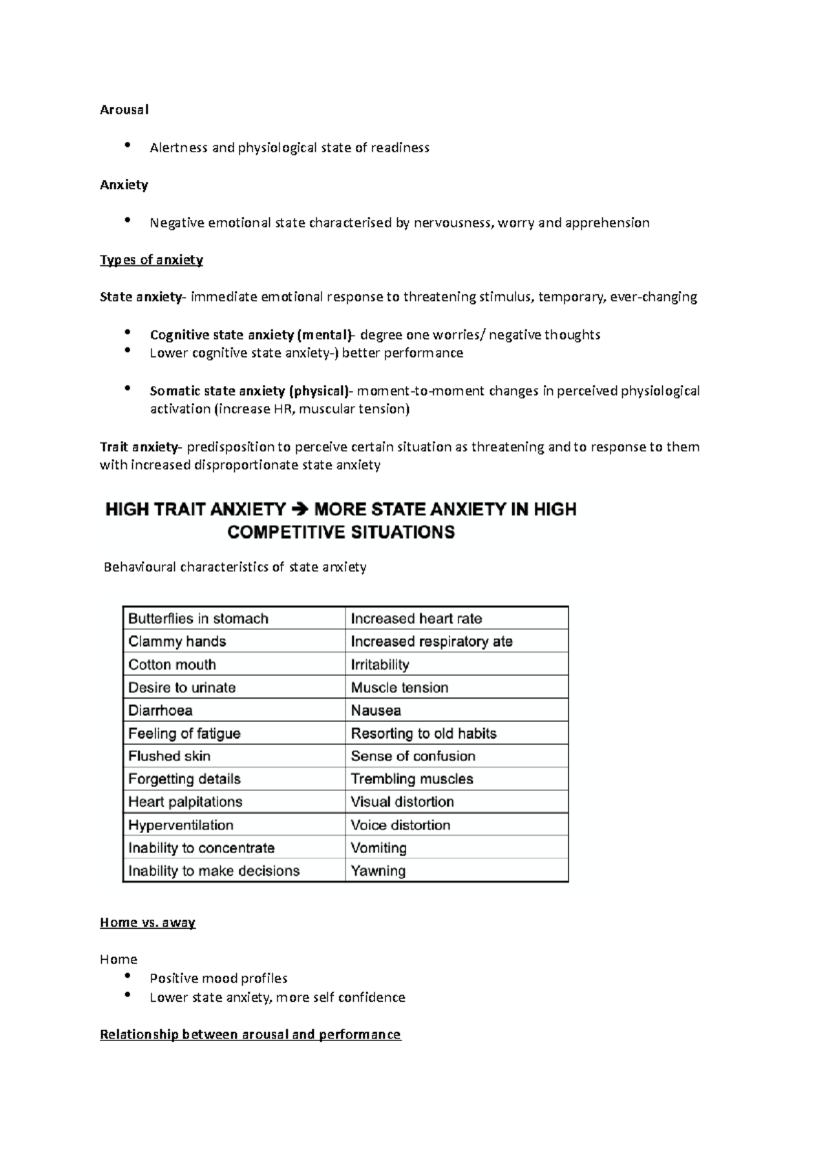 Arousal - psychological factors affecting performance - Arousal ...