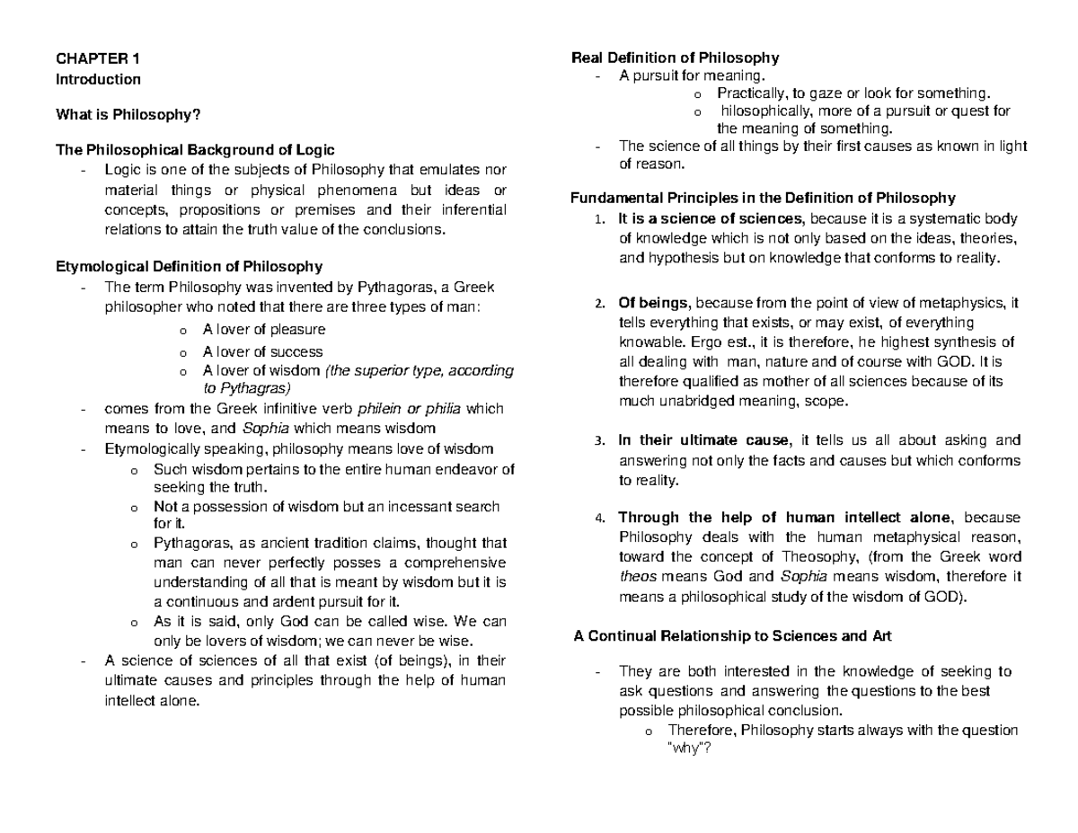 Print- Logic - CHAPTER 1 Introduction What is Philosophy? The ...