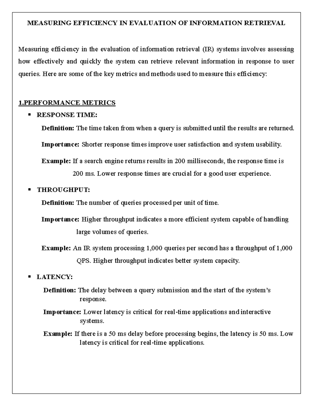 MEASURING EFFICIENCY - Here are some of the key metrics and methods ...