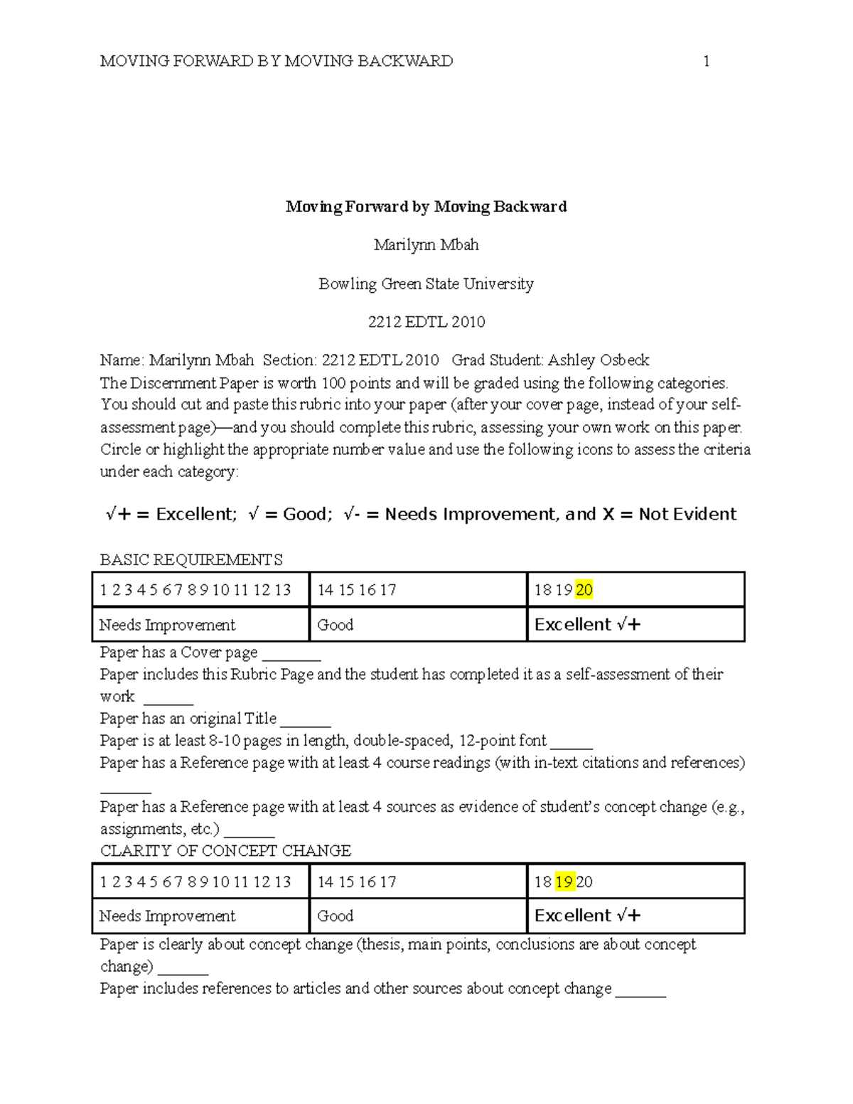 Moving Forward by Moving Backward - Moving Forward by Moving Backward Marilynn Mbah Bowling ...