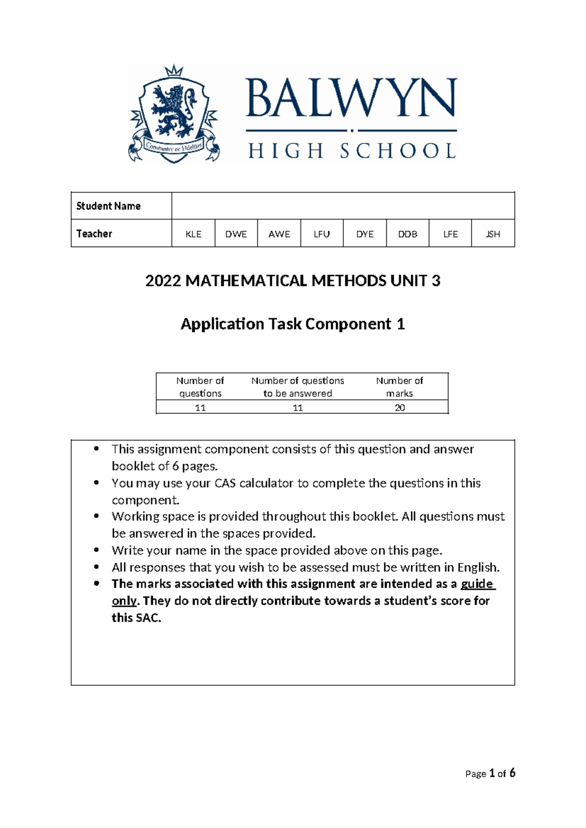 2022 SAC 1 Comp 1 Final - practice stimulus for sac - Student Name ...
