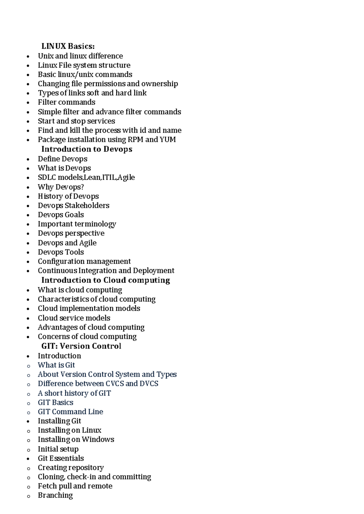 Devops sample syllabus pdf - LINUX Basics: • Unix and linux difference • Linux File system ...