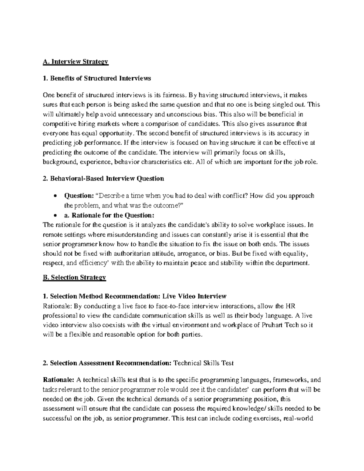 Talent A - Passed - A. Interview Strategy Benefits of Structured ...