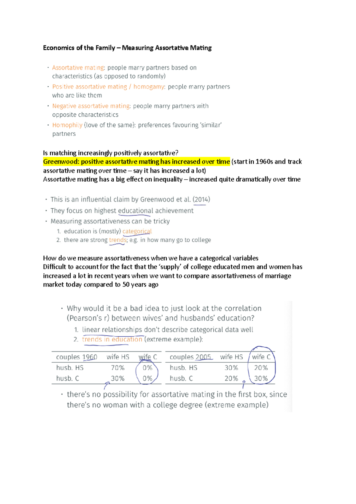 Measuring Assortative Mating - Studocu