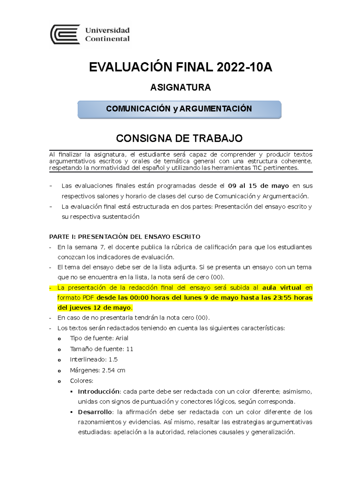 C Consigna para la evaluación final 2021-20 - Semipresencial - EVALUACIÓN FINAL 2022-10A ...