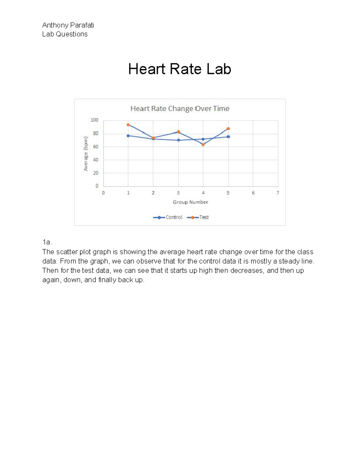 Lab Questions Heart Rate Lab Lab Questions Heart Rate Lab 1a The