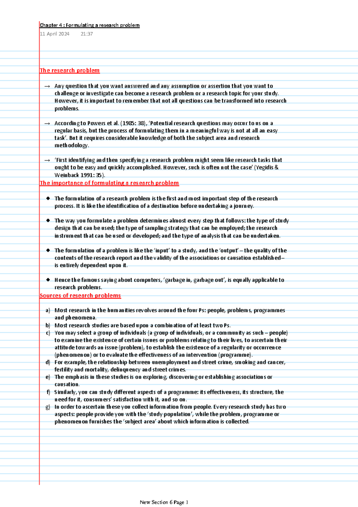 Chapter 4 Research methodology - The research problem Any question that ...
