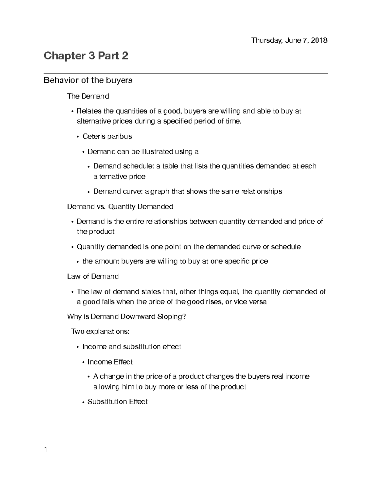 Intro to economics ch3 pt 2 - Thursday, June 7, 2018 Chapter 3 Part 2 ...
