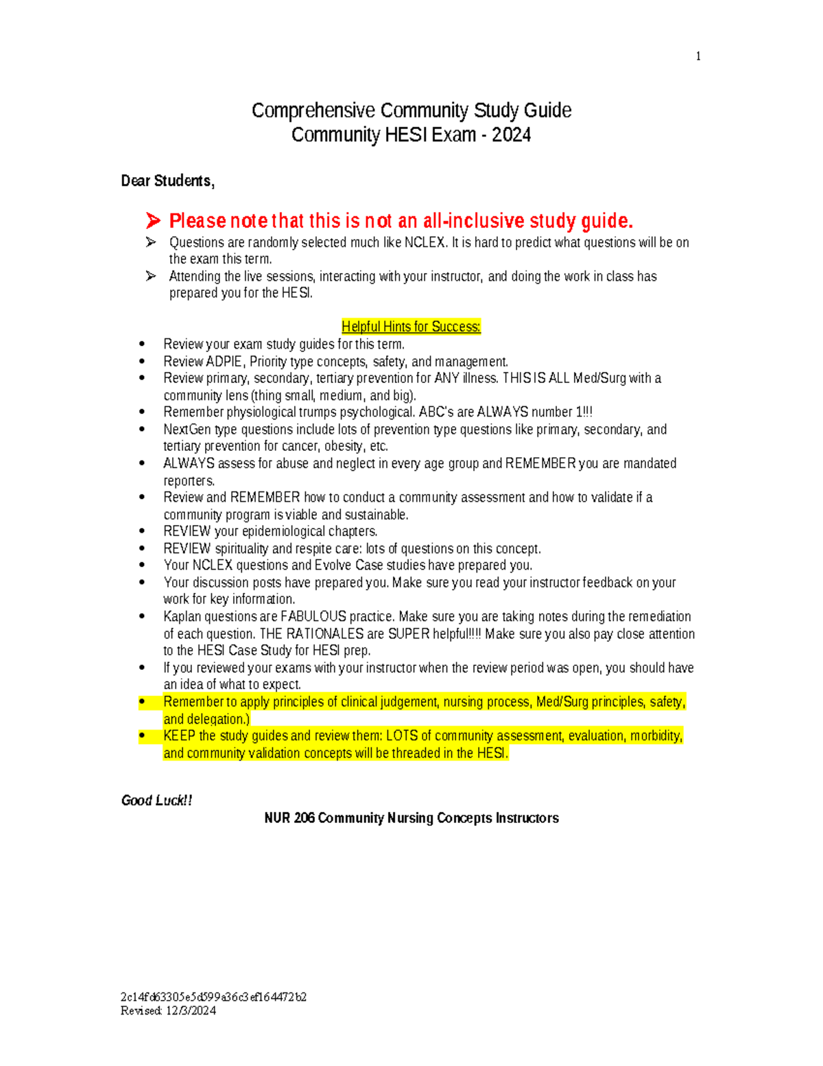 HESI Study Guide-Oct - 2024-1 - Comprehensive Community Study Guide ...