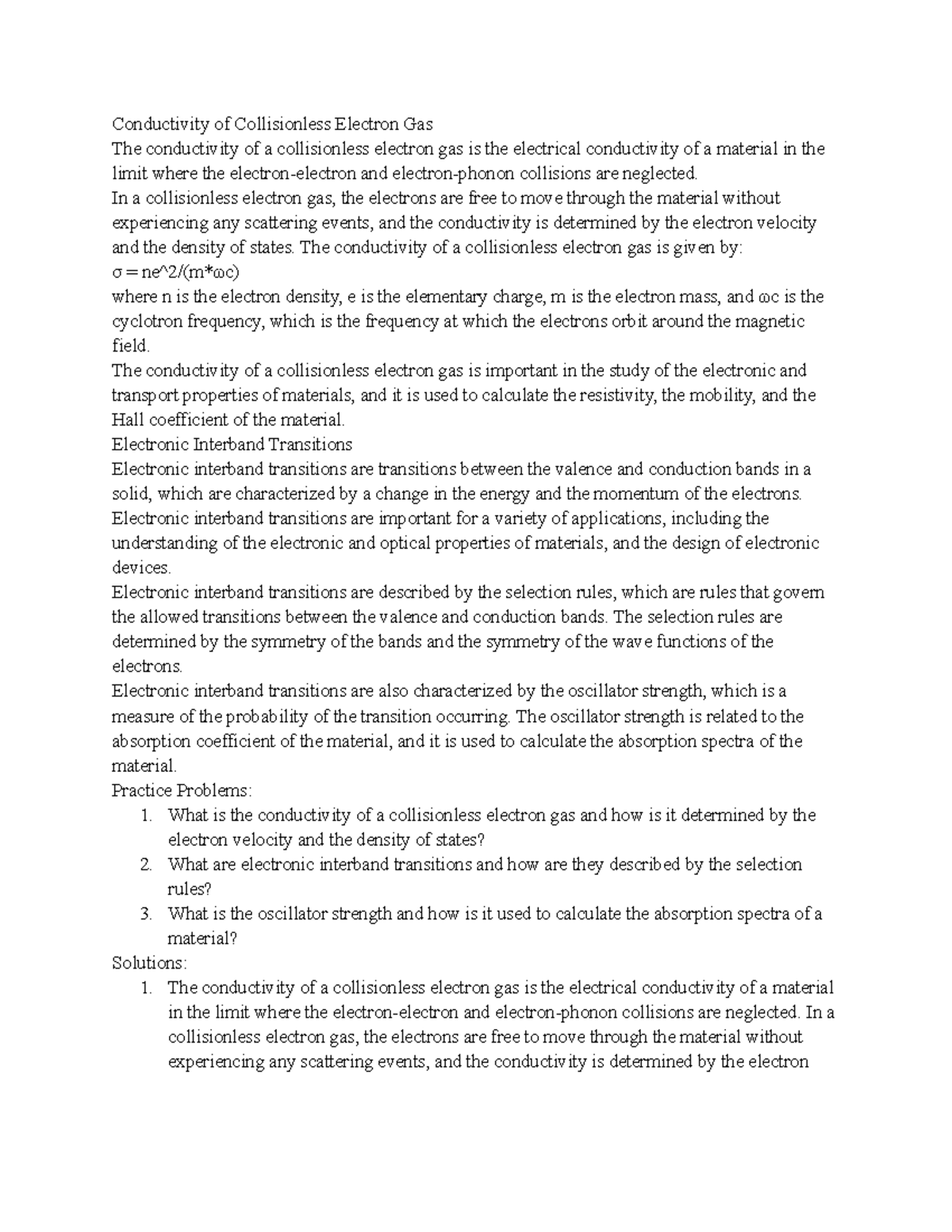 Concept 40.3 Notes - Conductivity of Collisionless Electron Gas The ...