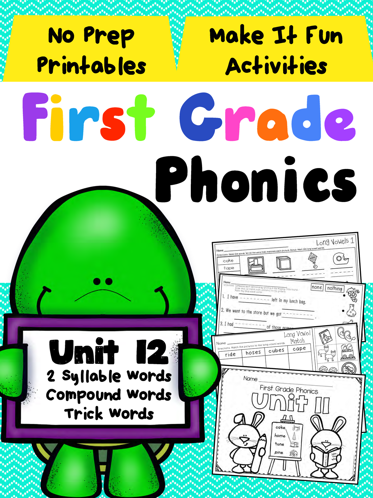 First Grade Phonics Unit 12Two Syllable Words Compound Words Trick ...