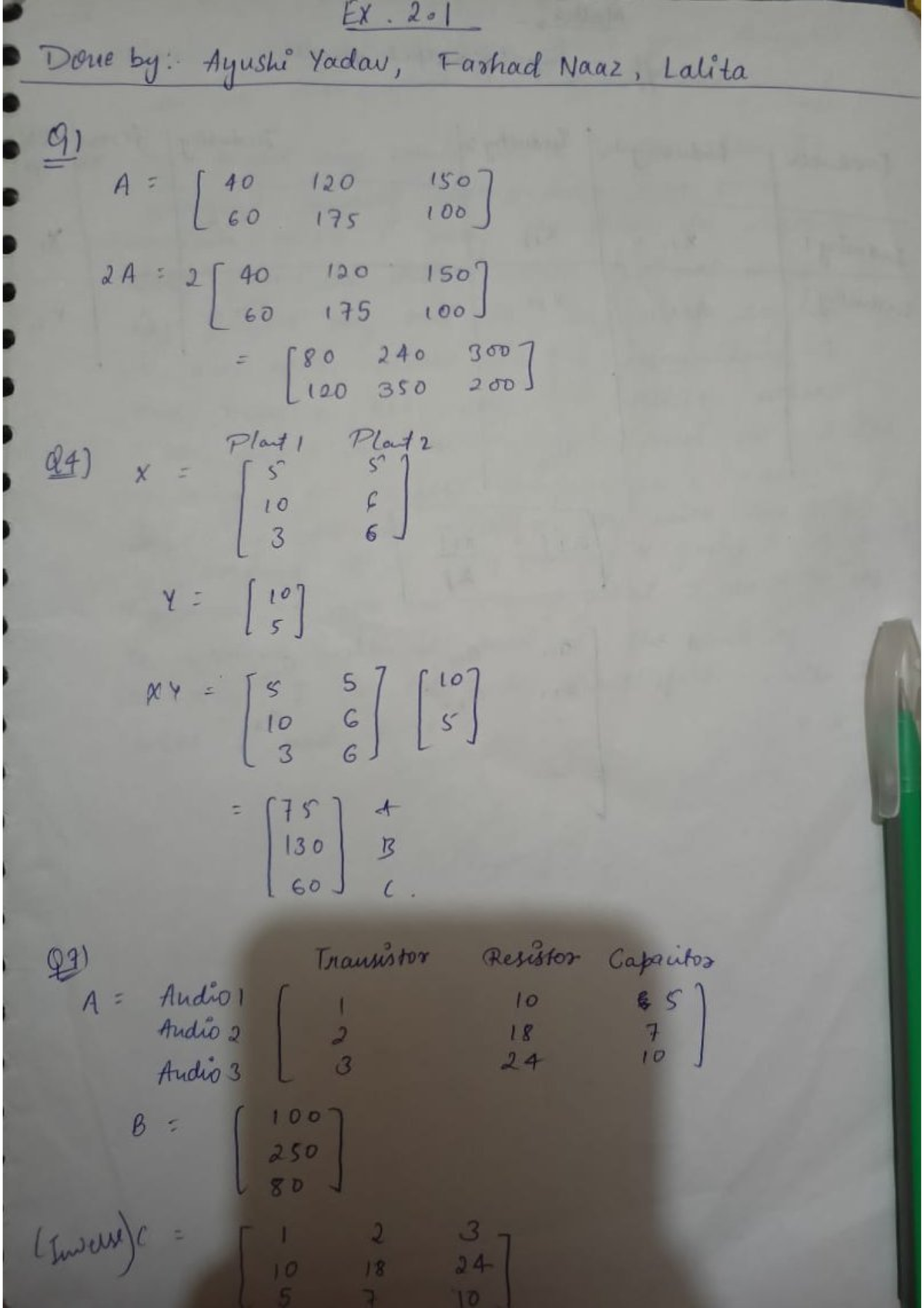 Ex 2 - Mandatory assignment for bcom hons - Ex . 2 Done : Ayushi Yadav, Farhad Naaz, Lalita 91 A ...