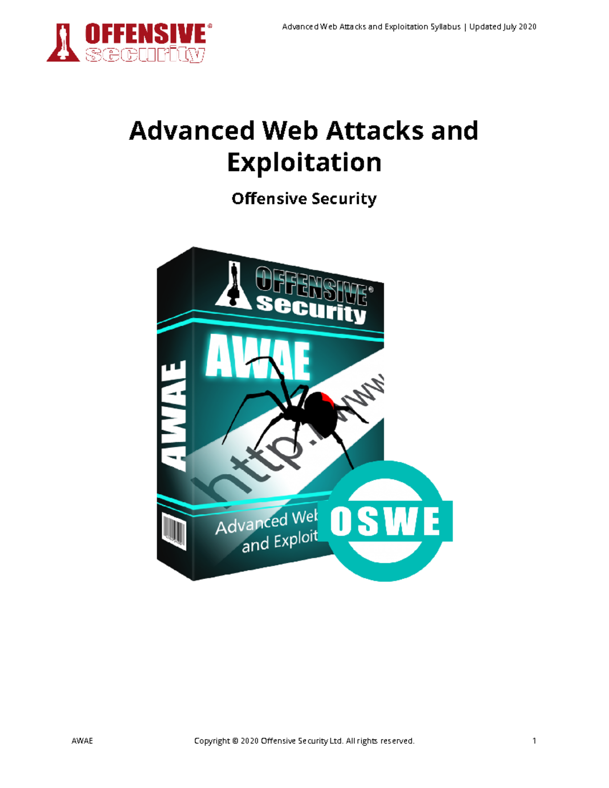 Awae-syllabus - Cheat - Advanced Web Attacks and Exploitation Offensive Security Copyright ...