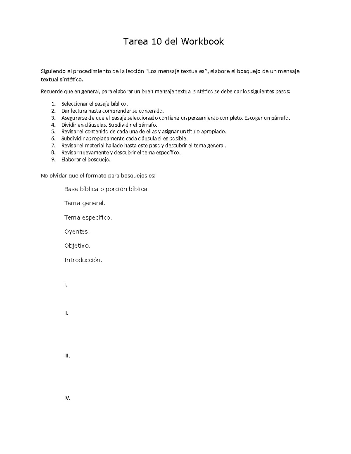 Como mejorar un mensaje Textual para Sermon de una iglesia - Tarea 10 del Workbook Siguiendo el ...