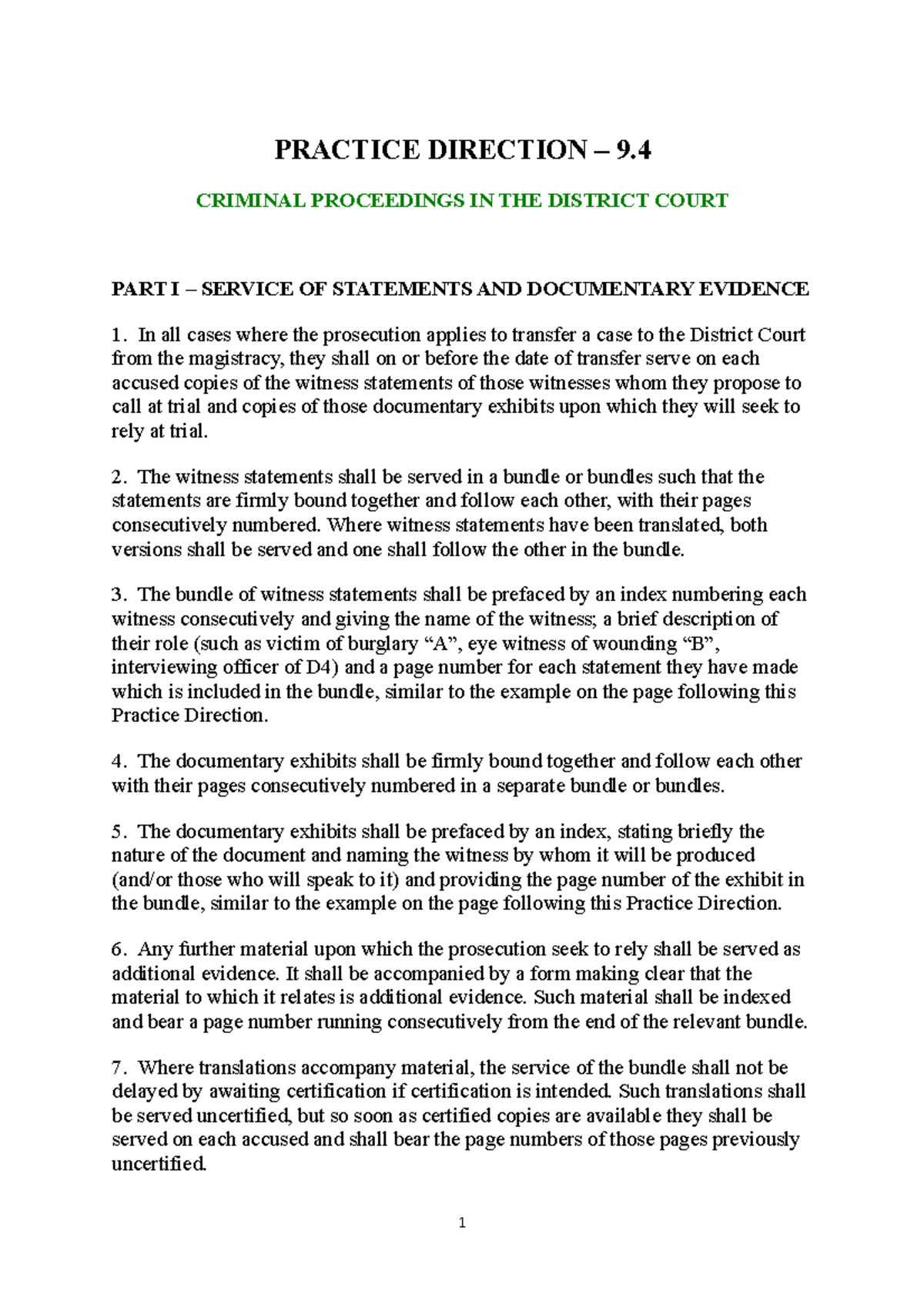 PD 9.4 Criminal Proceedings in DC - PRACTICE DIRECTION – 9. CRIMINAL ...