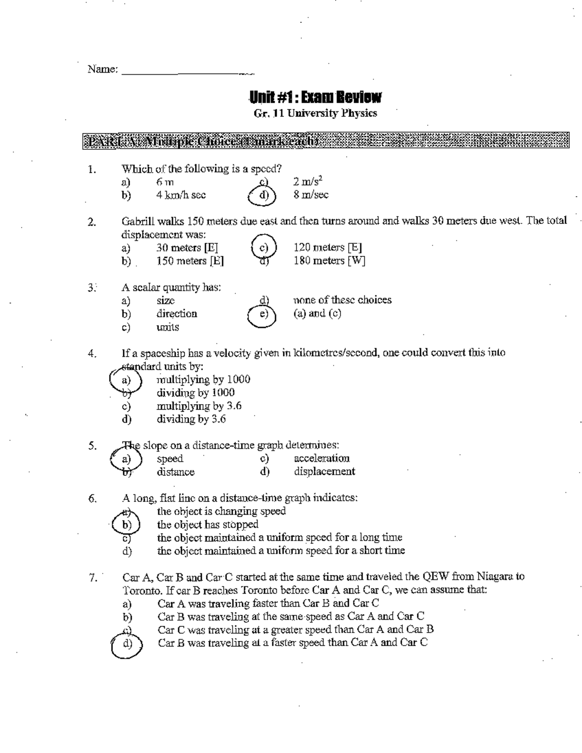 Kinematics UNIT Review - Solutions - Studocu