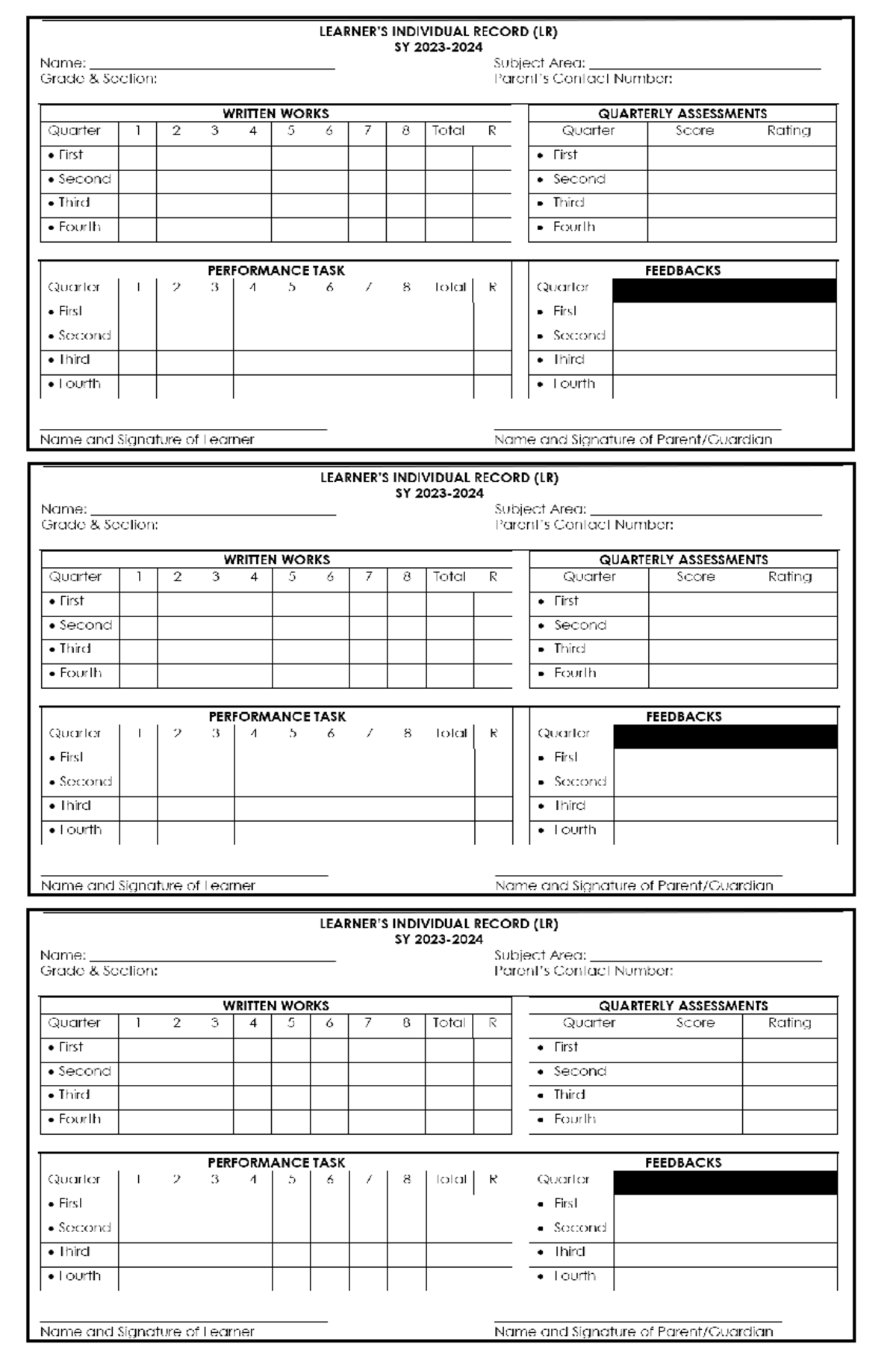 Learners-individual-record - Bachelor of Secondary Education 1 - Studocu