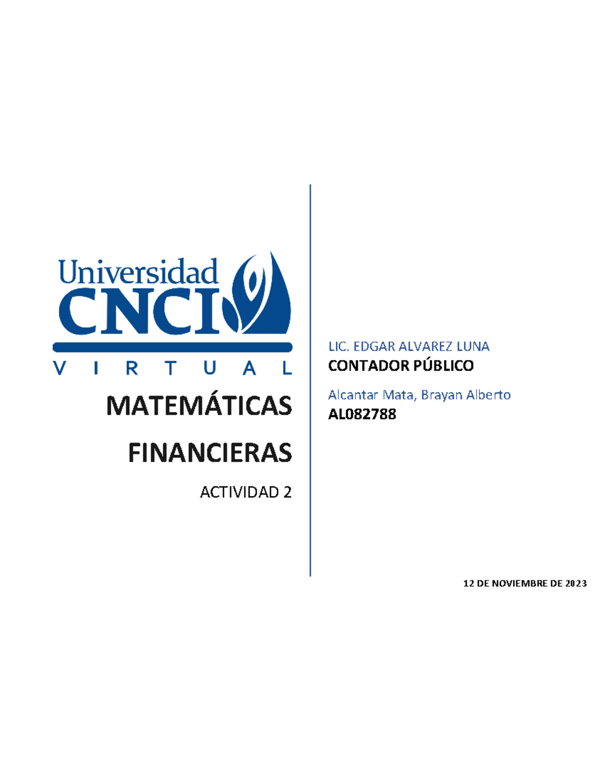 Actividad 2 Matemáticas Financieras - MATEMÁTICAS FINANCIERAS ACTIVIDAD ...