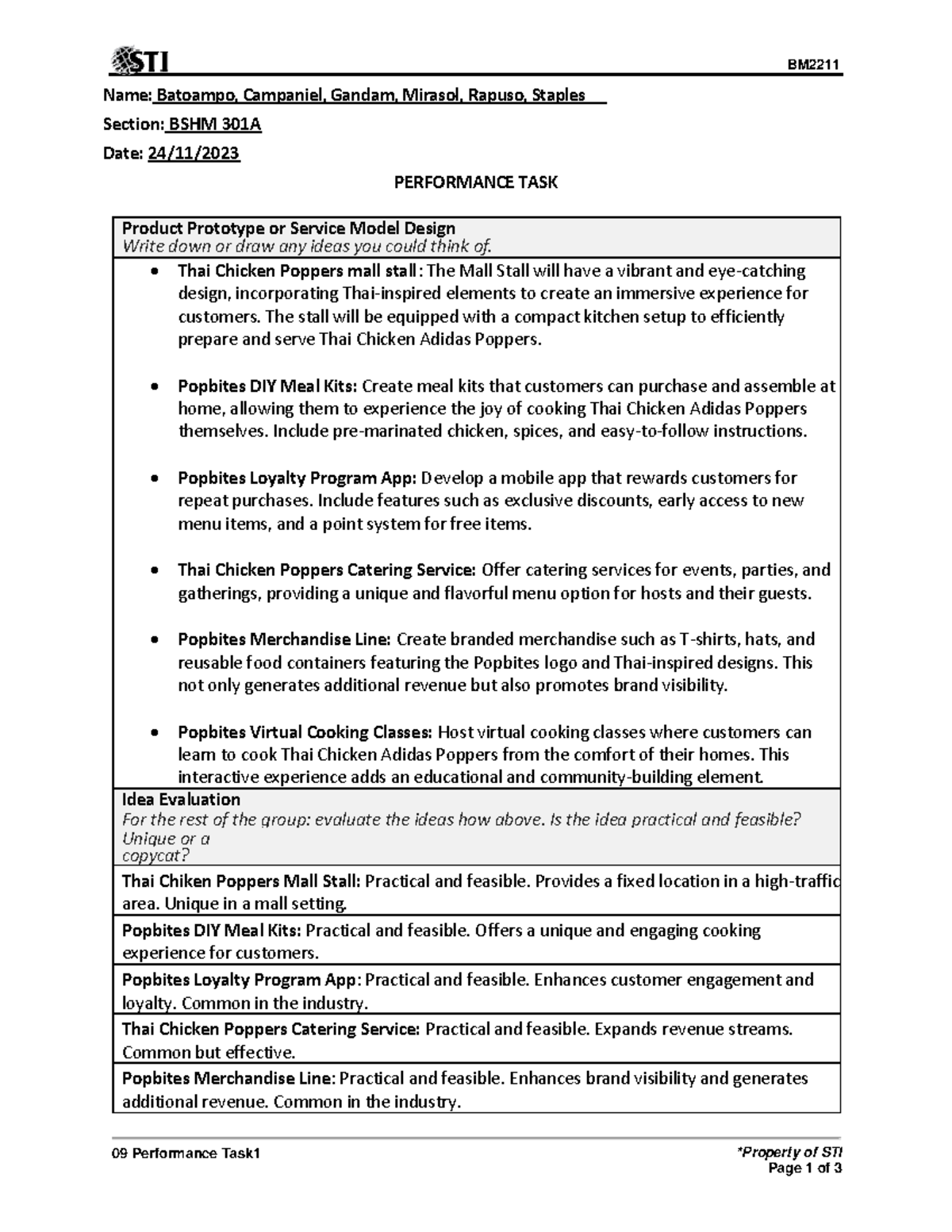09 Performance Task 1 - SDAD - BM 09 Performance Task 1 *Property of ...