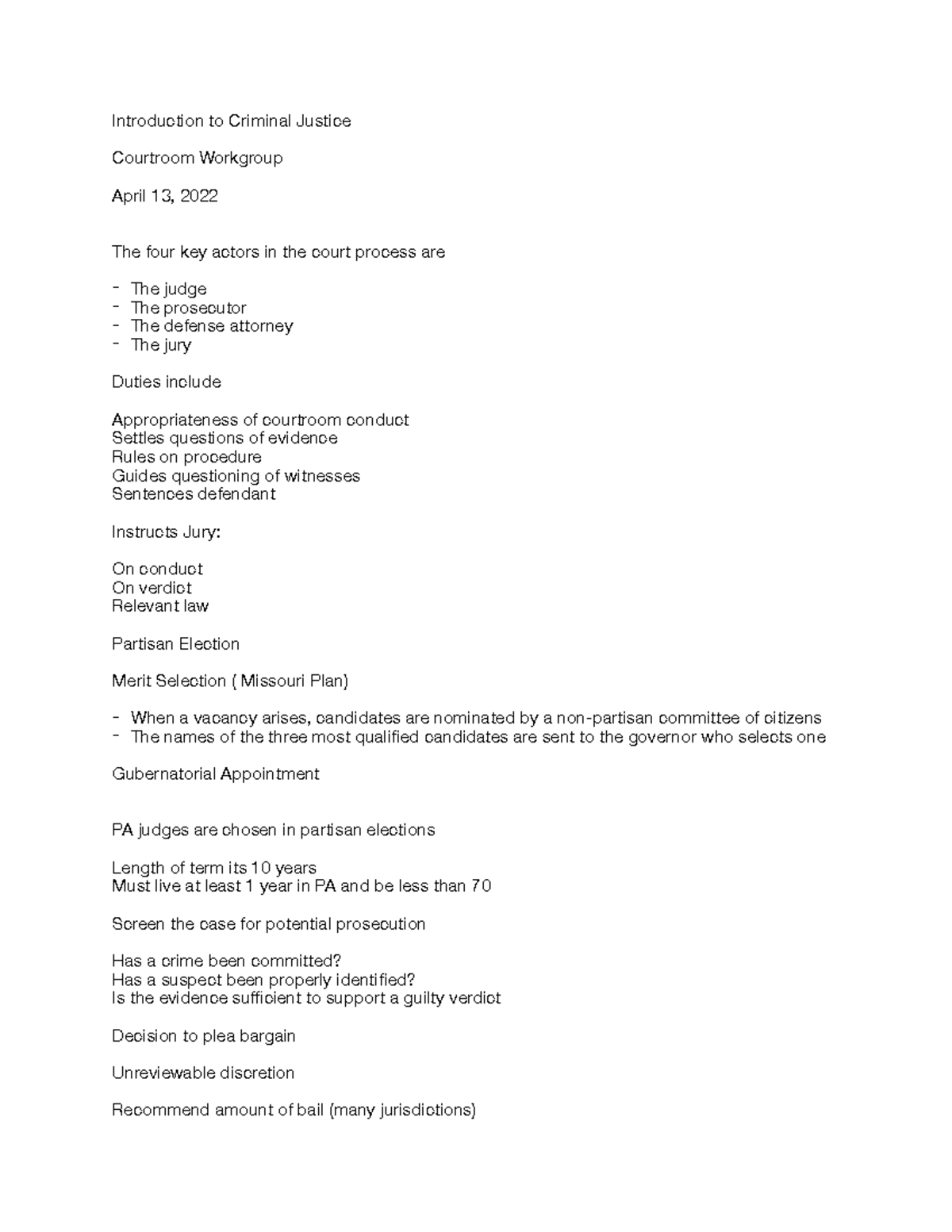 Courtroom Workgroup - Introduction to Criminal Justice Courtroom ...