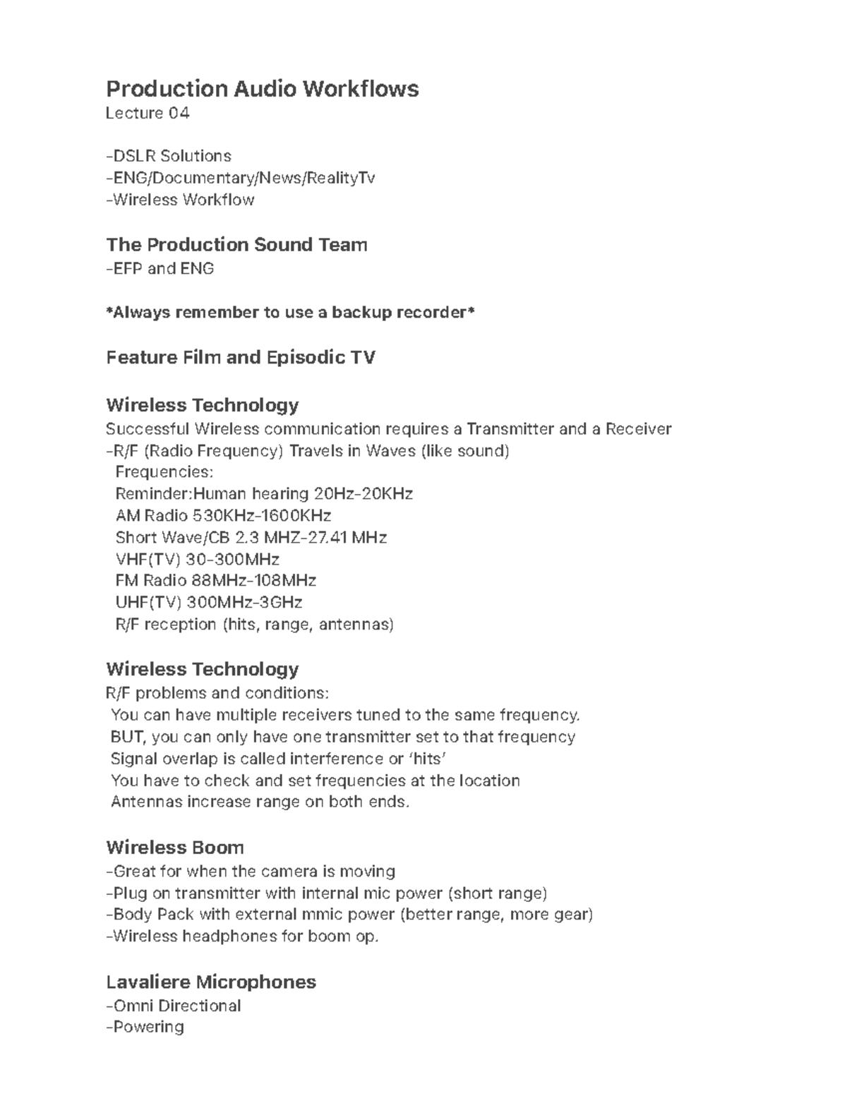 Production Audio Workflows - Production Audio Workflows Lecture 04 ...