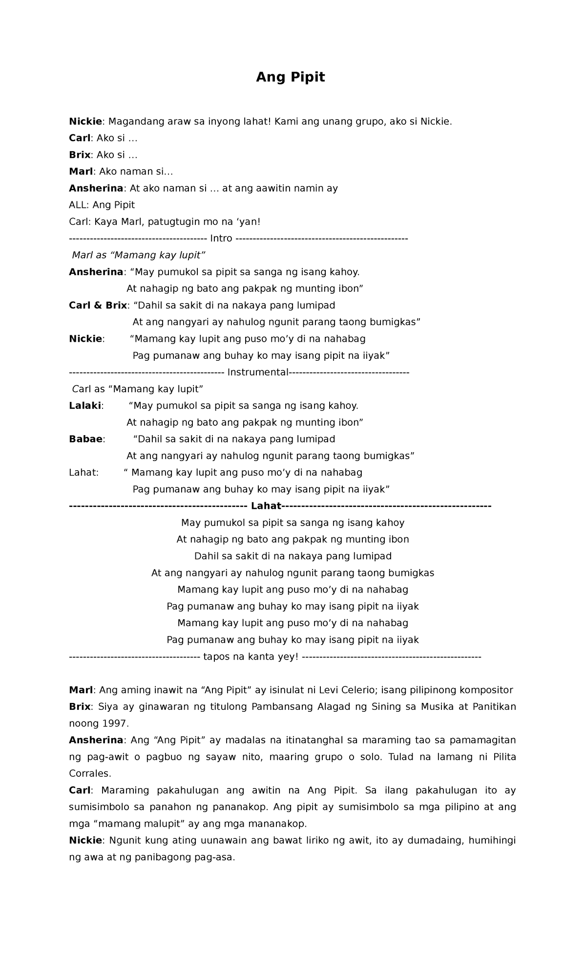 Ang Pipit - Ang Pipit Nickie: Magandang araw sa inyong lahat! Kami ang ...