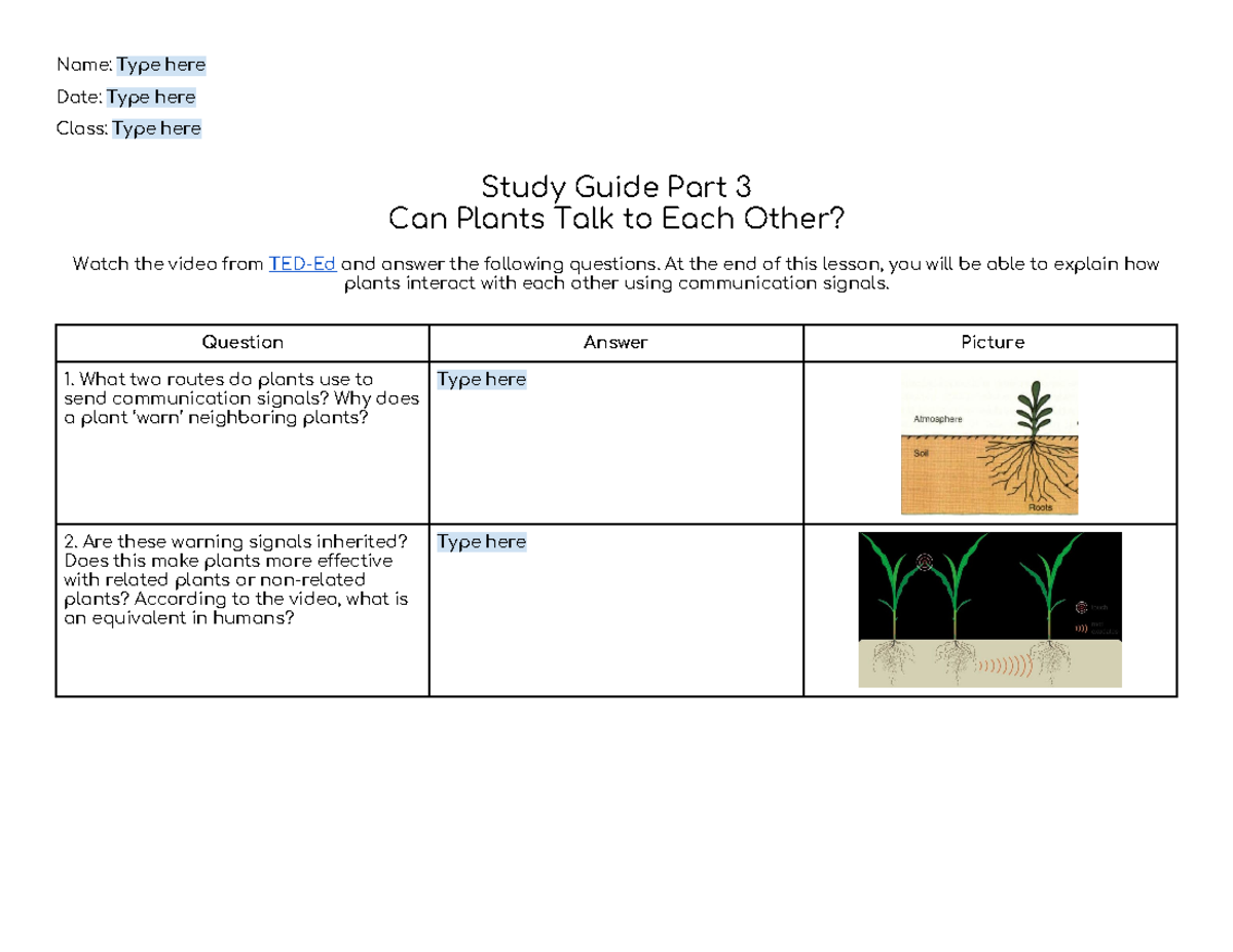 Plant study guide part 3 - Name: Type here Date: Type here Class: Type ...