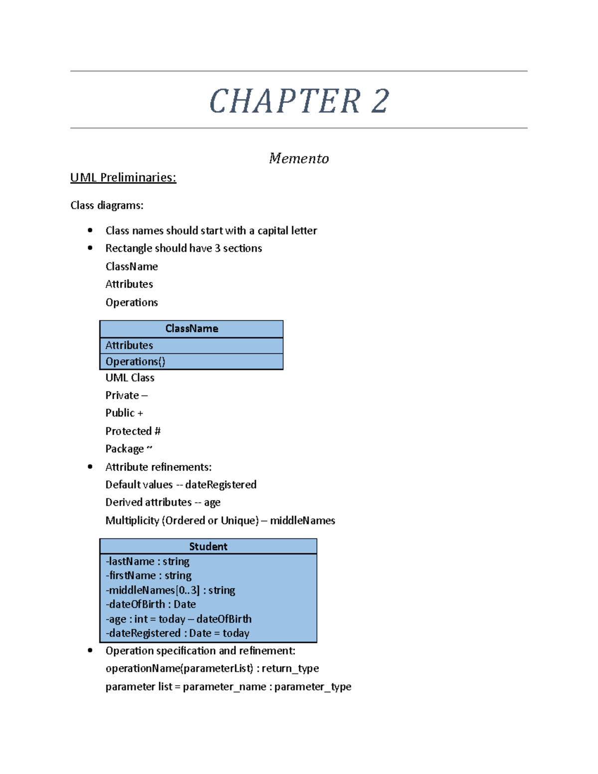 COS 121 Chapter 2 - Summary Software Modelling (C++) - CHAPTER 2 ...