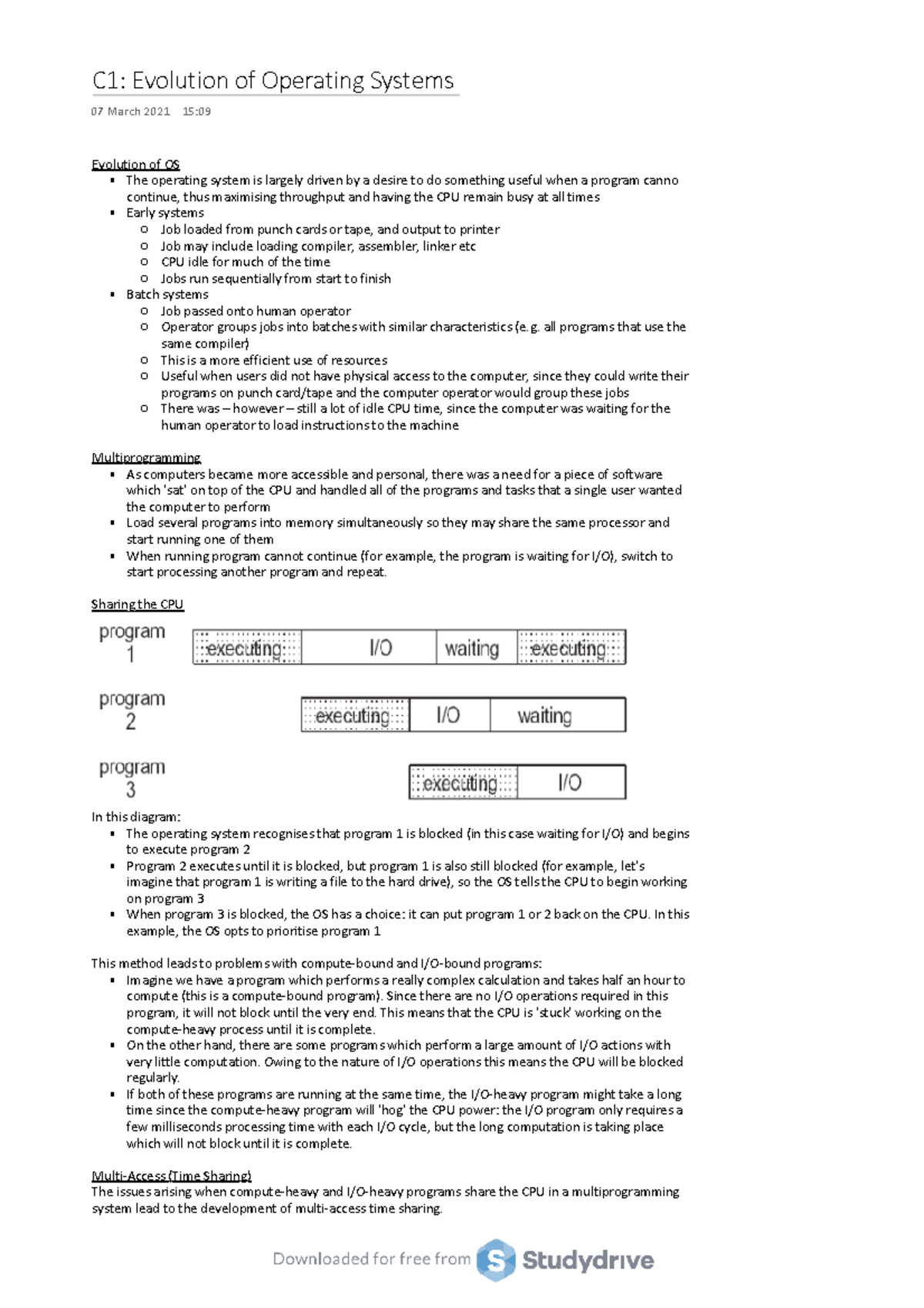 C1 - Evolution of Operating Systems - C1: Evolution of Operating ...