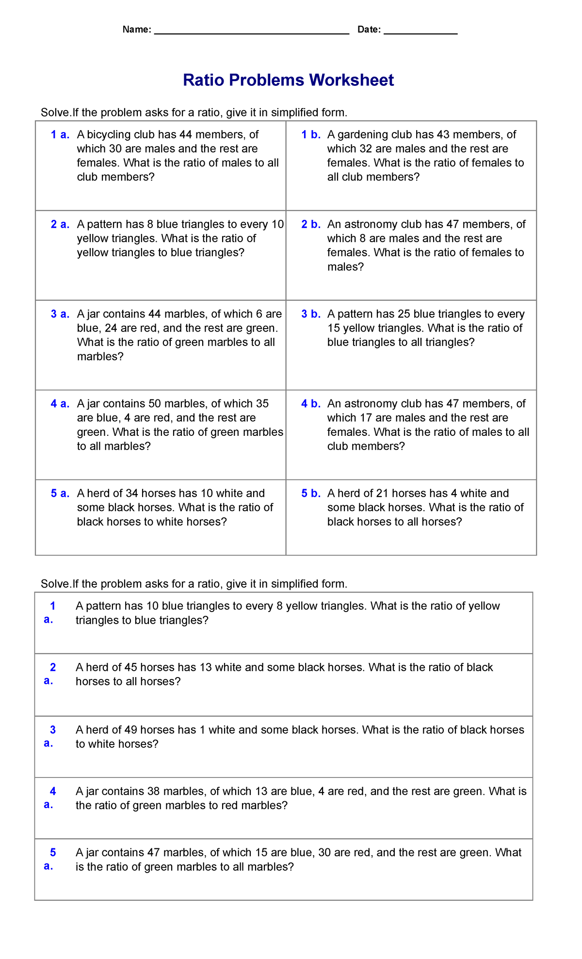 MATH PROBLEMS WITH NUMBERS Name