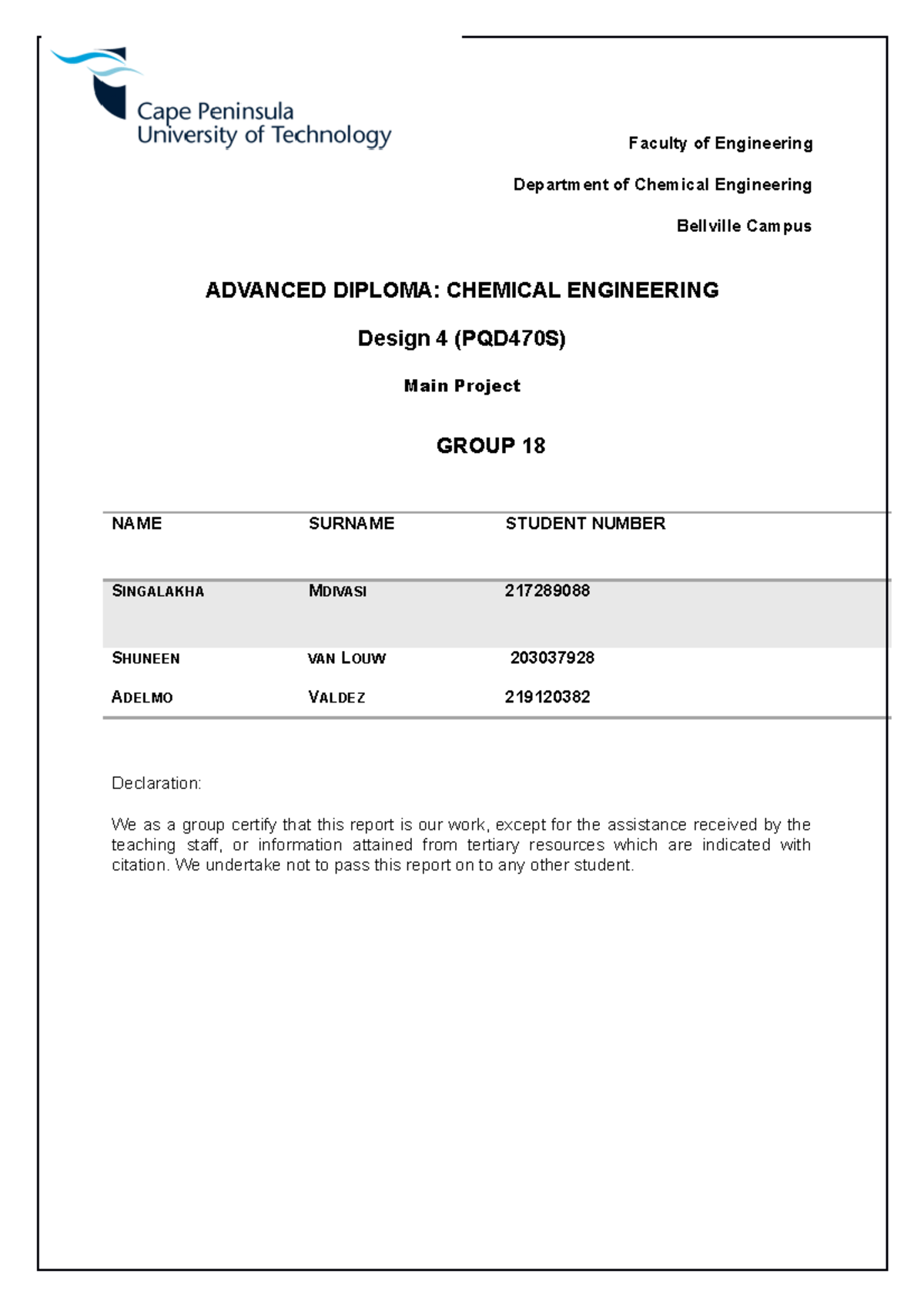 Chapter 2 Group 18 design - Faculty of Engineering Department of ...