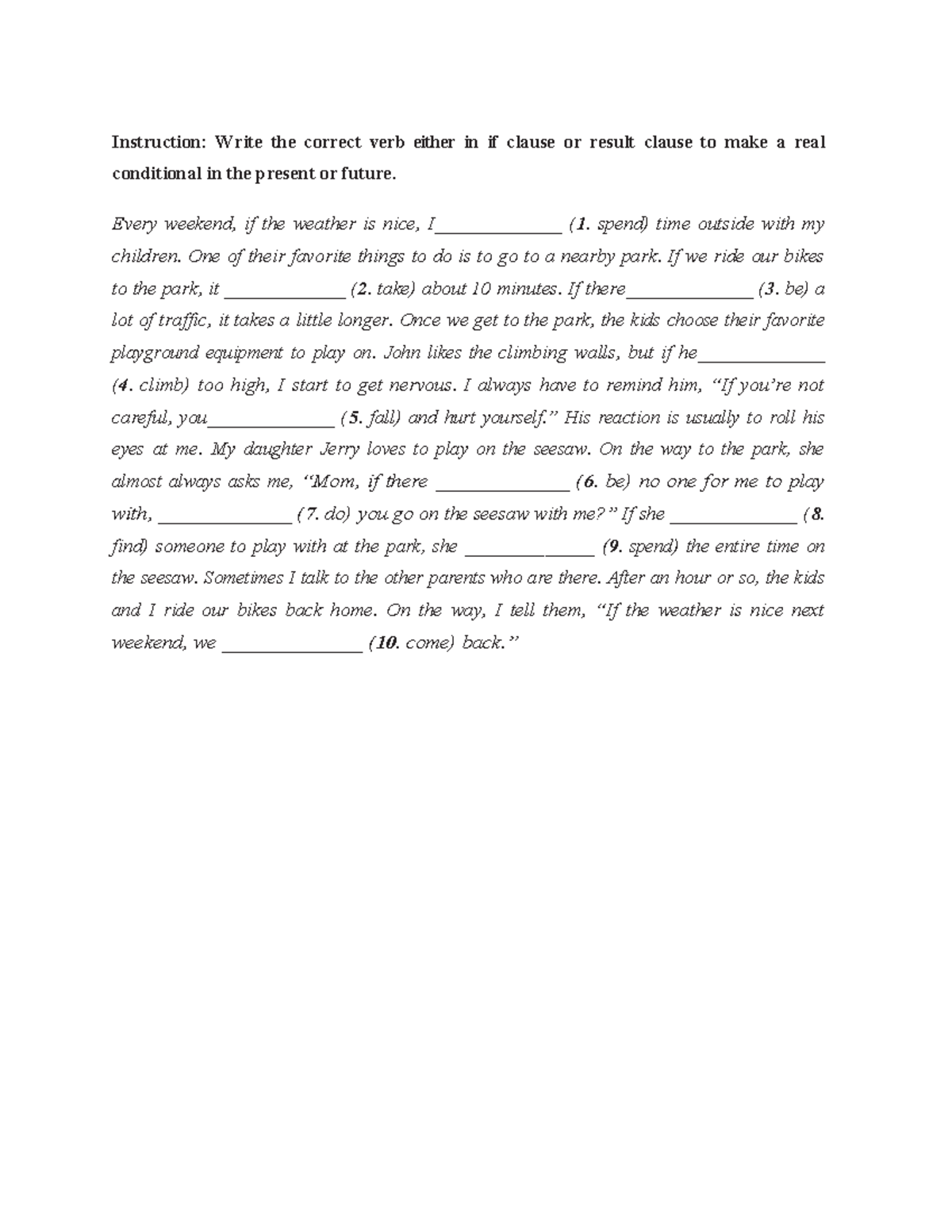 Conditional test - for freshman uniersity students! - Instruction ...