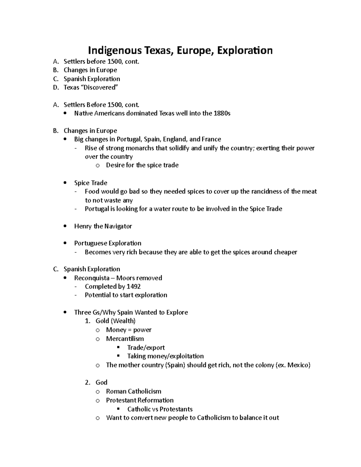 Indigenous Texas Europe Exploration - Settlers before 1500, cont. B ...