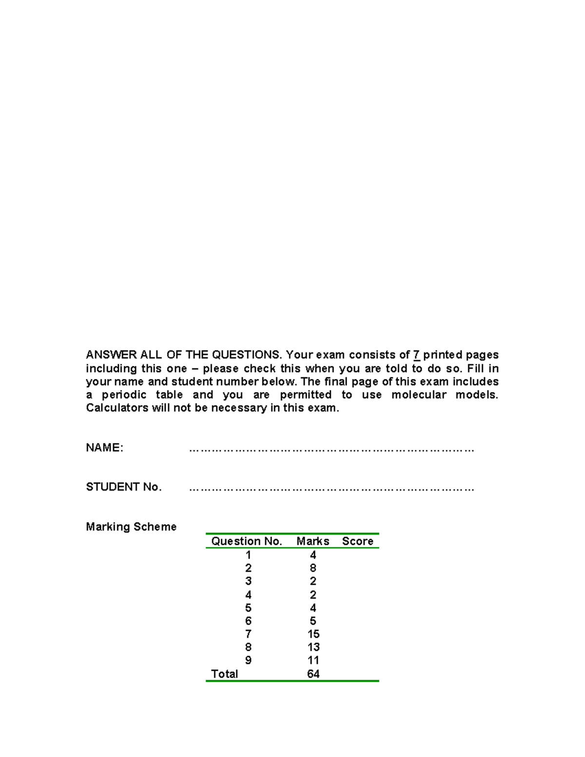 Midterm 1 2019, questions and answers - SIMON FRASER UNIVERSITY Organic Chemistry I, 2006- 3 ...