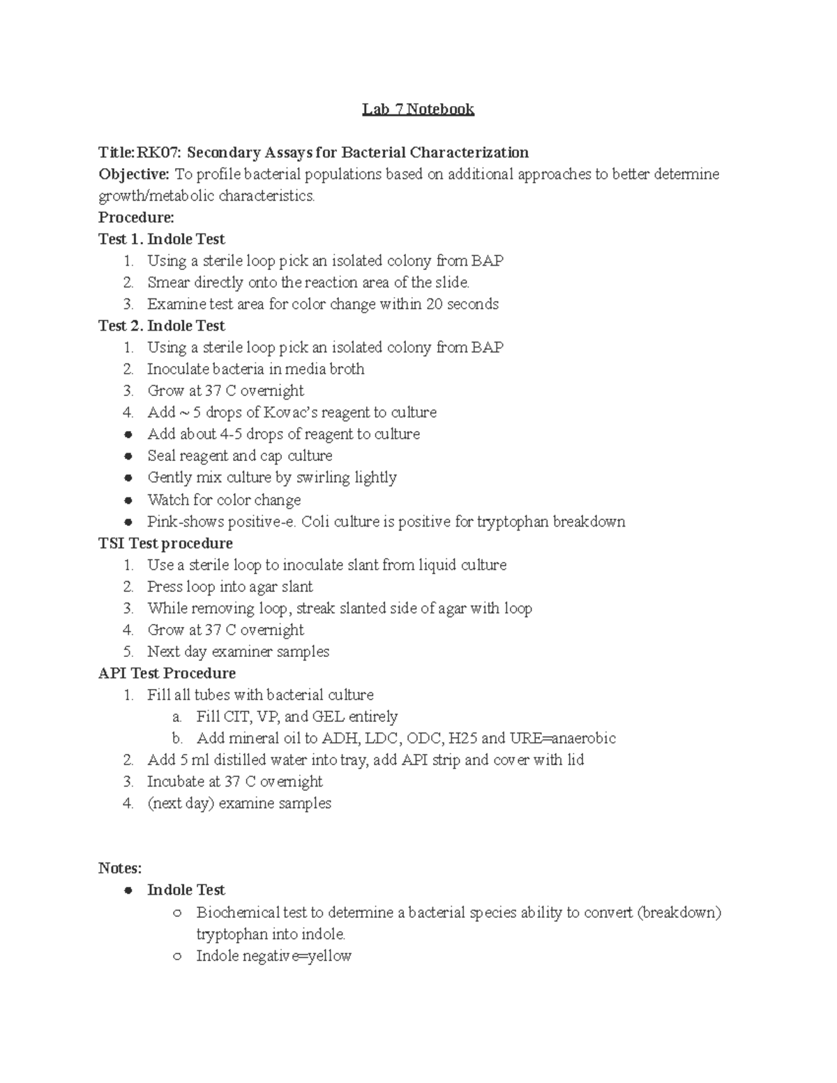 Lab 7 Notebook - Lab 7 Notebook Title:RK07: Secondary Assays for ...