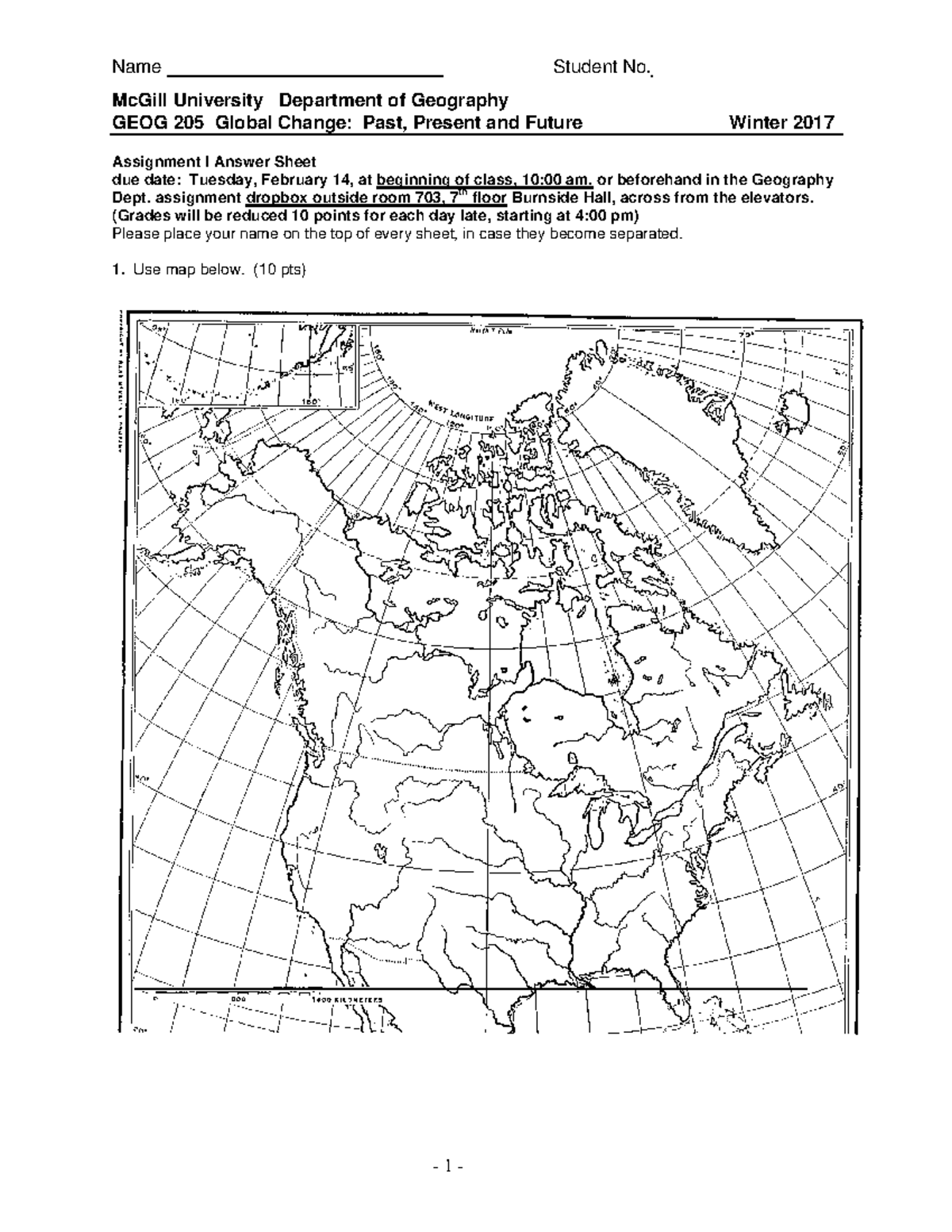 Assignment 1 answers - Name Student No. - 1 - McGill University ...