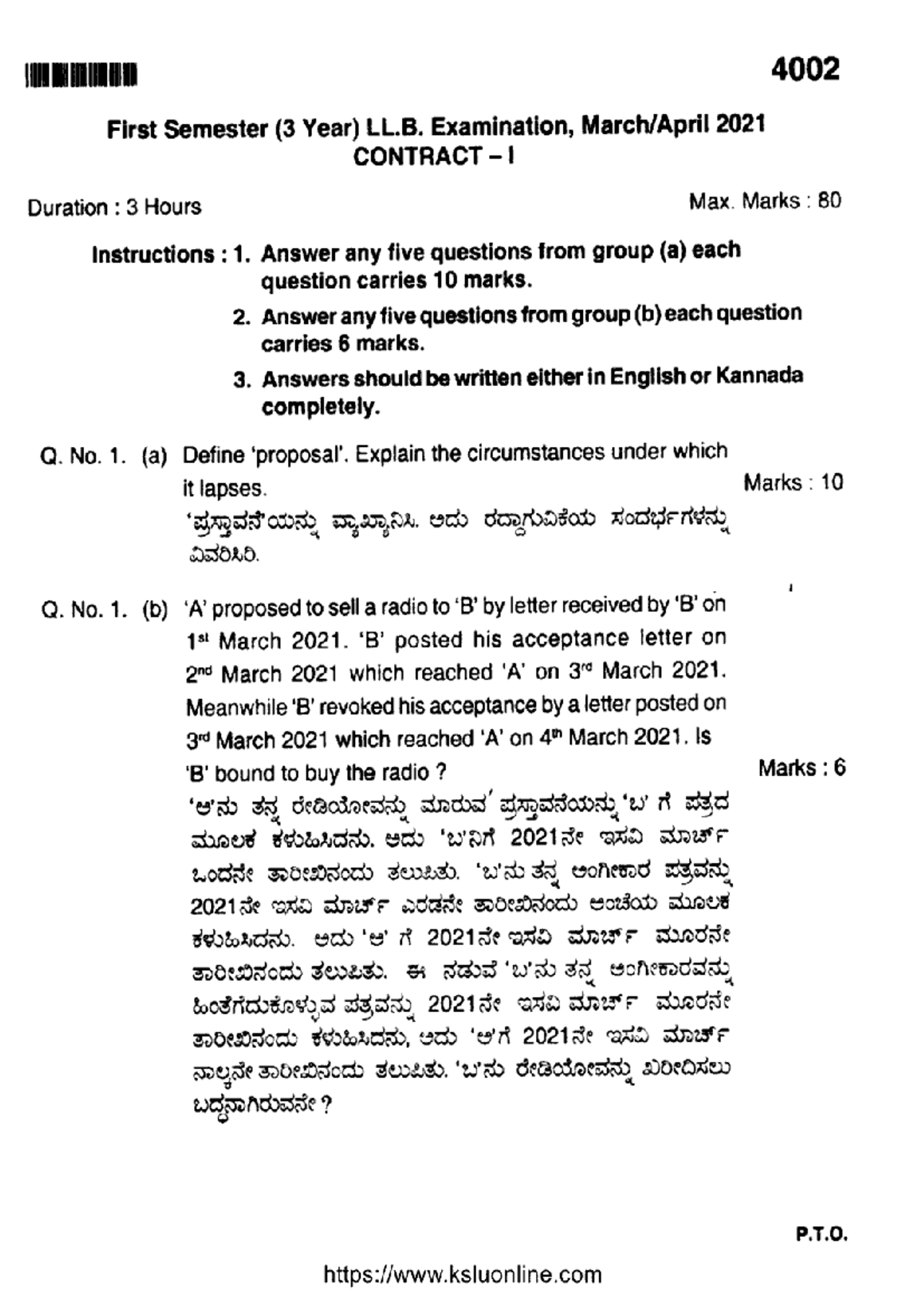 Llb 1 sem contract 1 4002 apr 2021 - 4002 First Semester (3 Year) LL ...