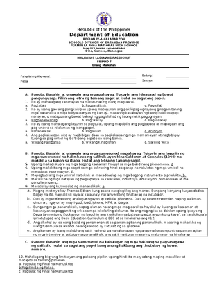 Pokus NG Pandiwa - Pagsasanay sa mga gawain sa Filipino 6-7. - Pokus sa ...