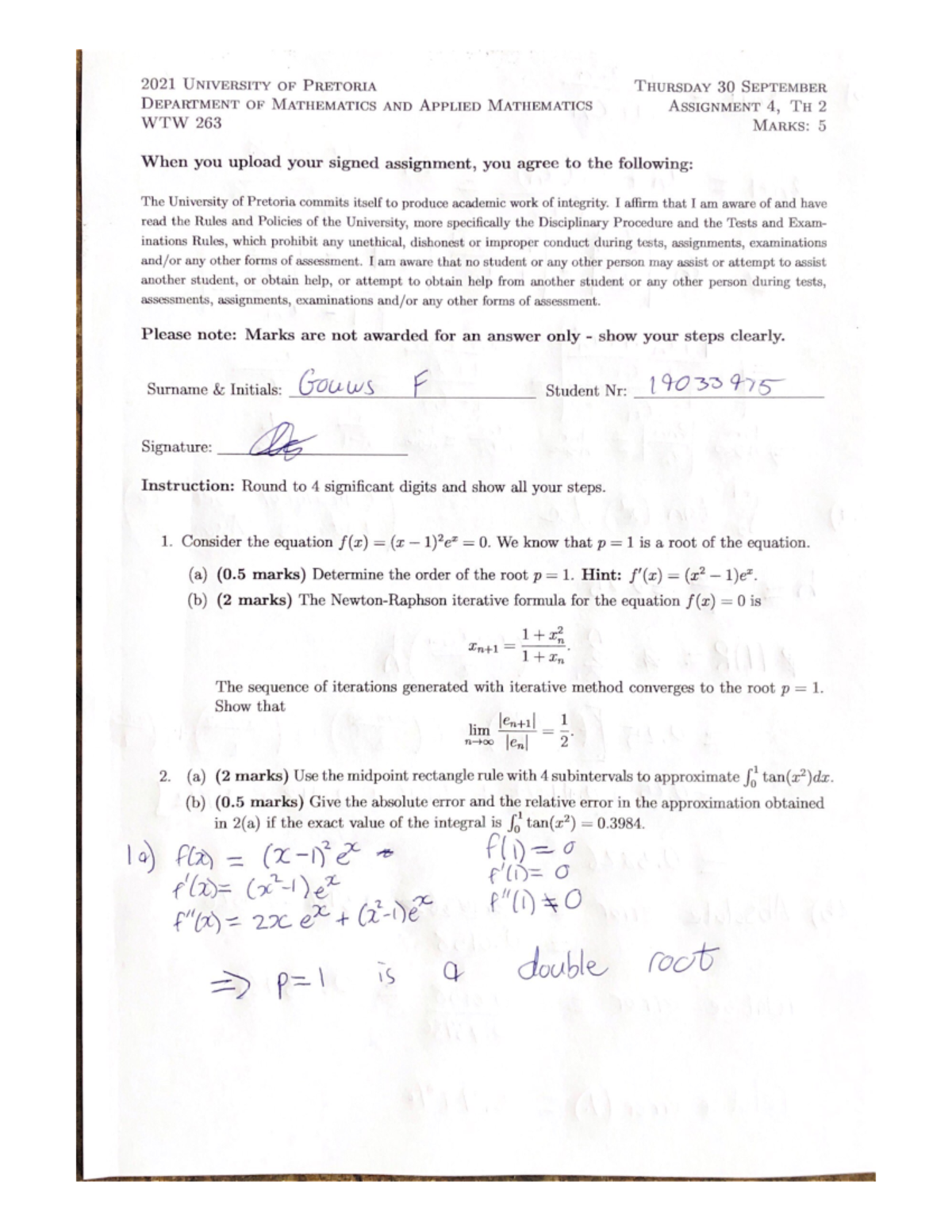 Assignment 4WTW263 - WTW 263 - Studocu